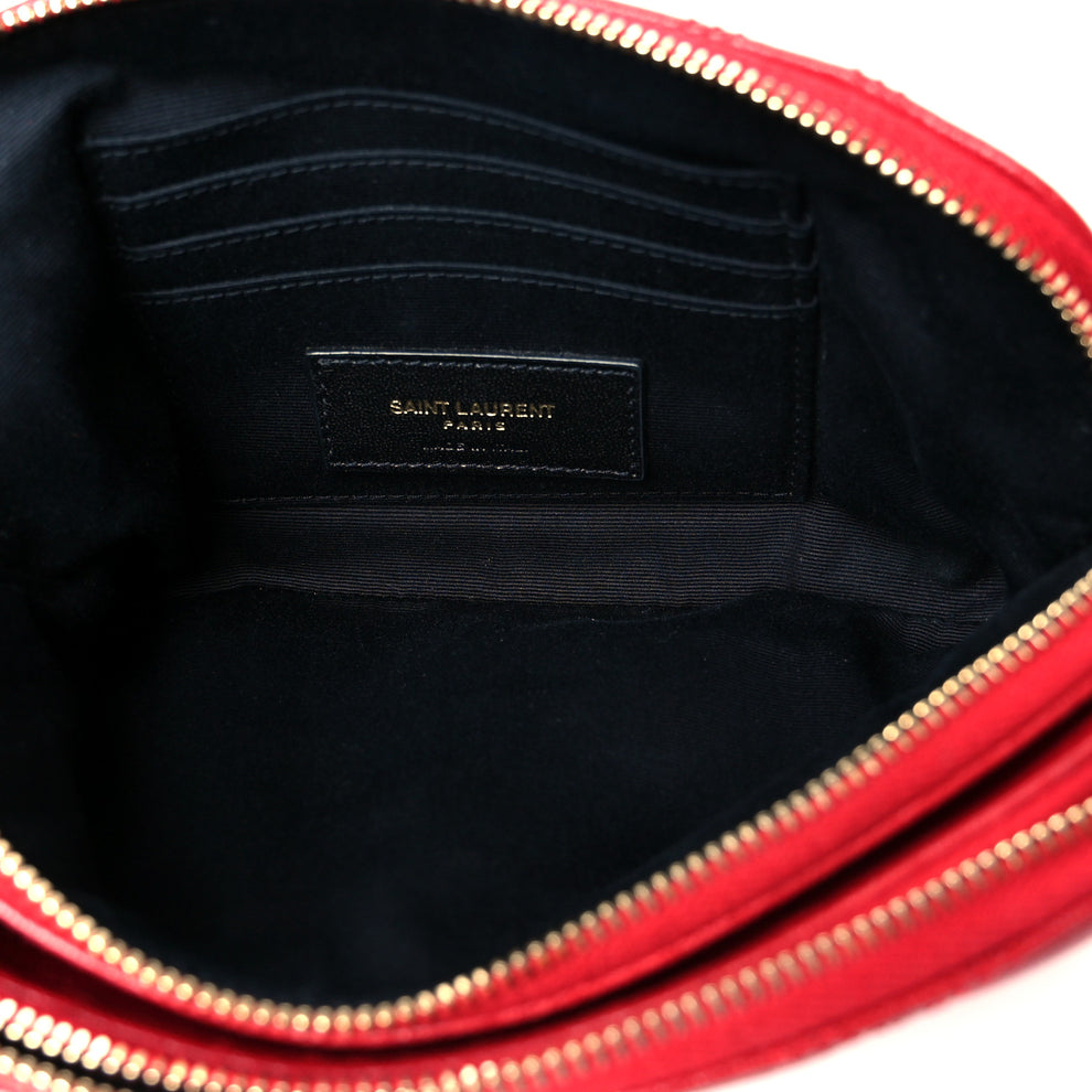 Saint Laurent Grained Lambskin Quilted Mini Becky Double Zip Bag Rouge ...