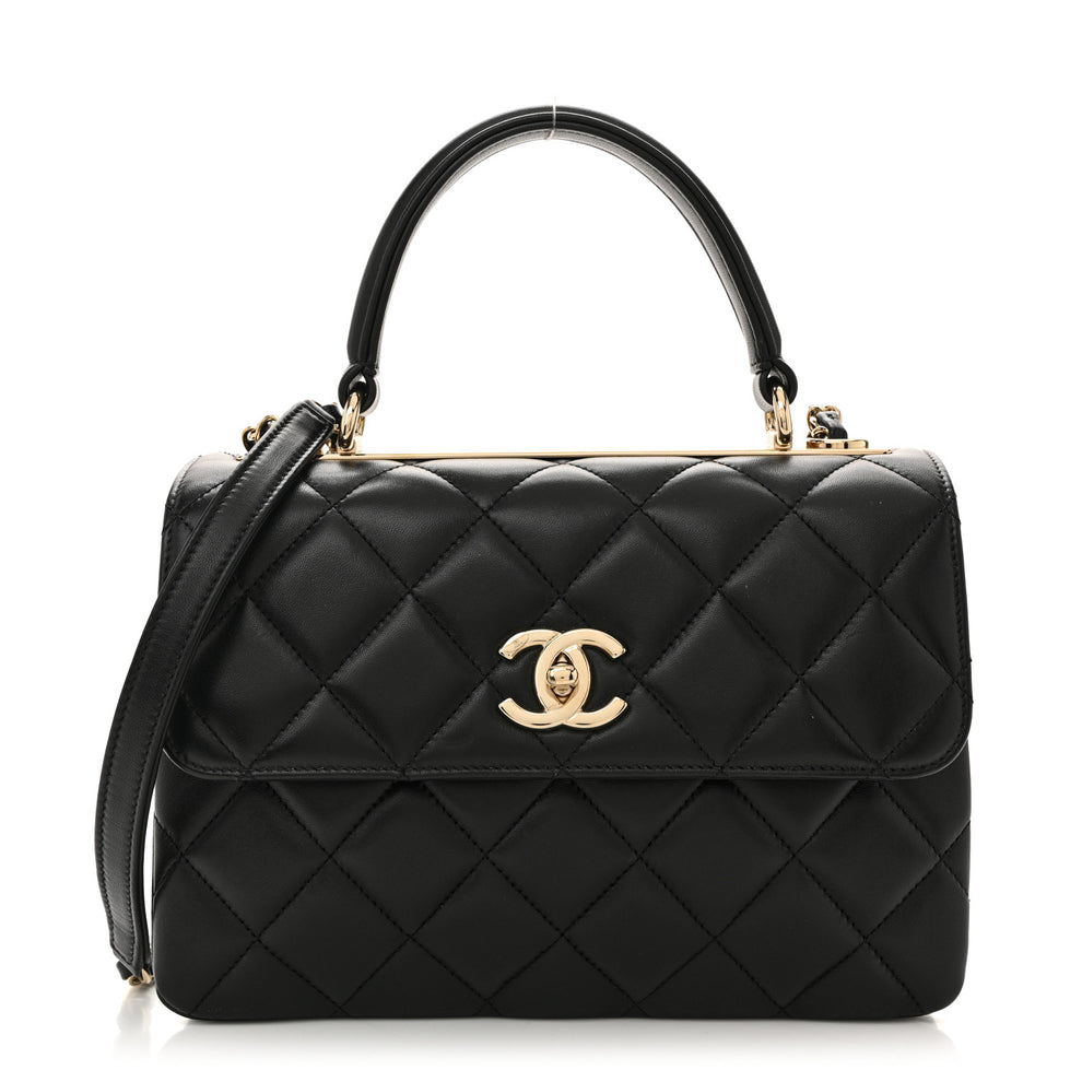 Chanel Lambskin Quilted Small Trendy CC Dual Handle Flap Bag Black ...
