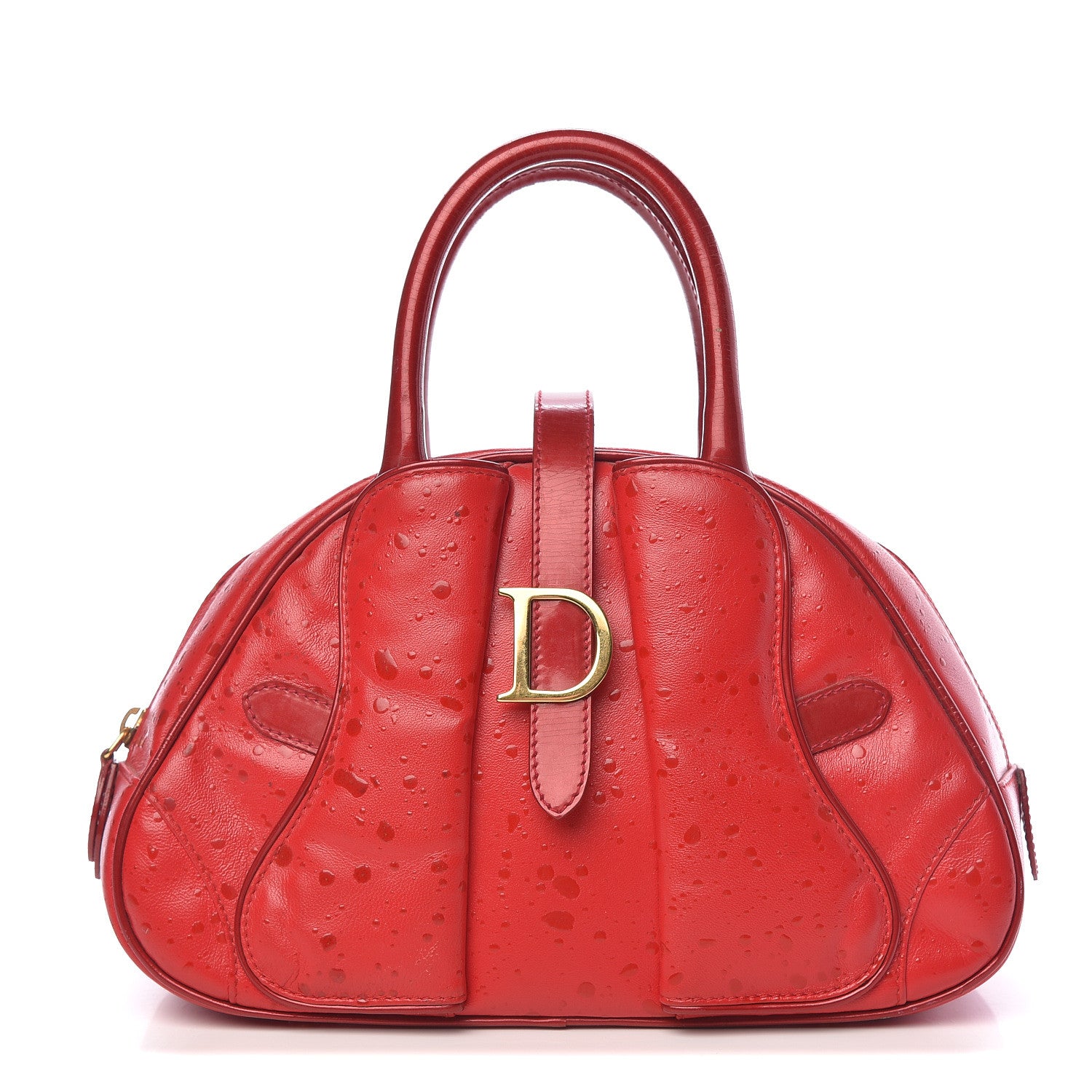 Christian Dior Calfskin Mini Splashed Saddle Bowler Red 471268 ...