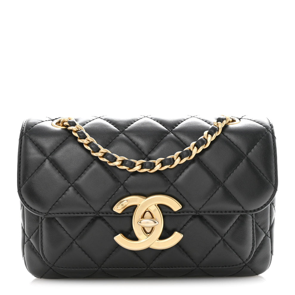 Chanel Shiny Lambskin Quilted Mini Maxi CC Flap Black 1813620 ...