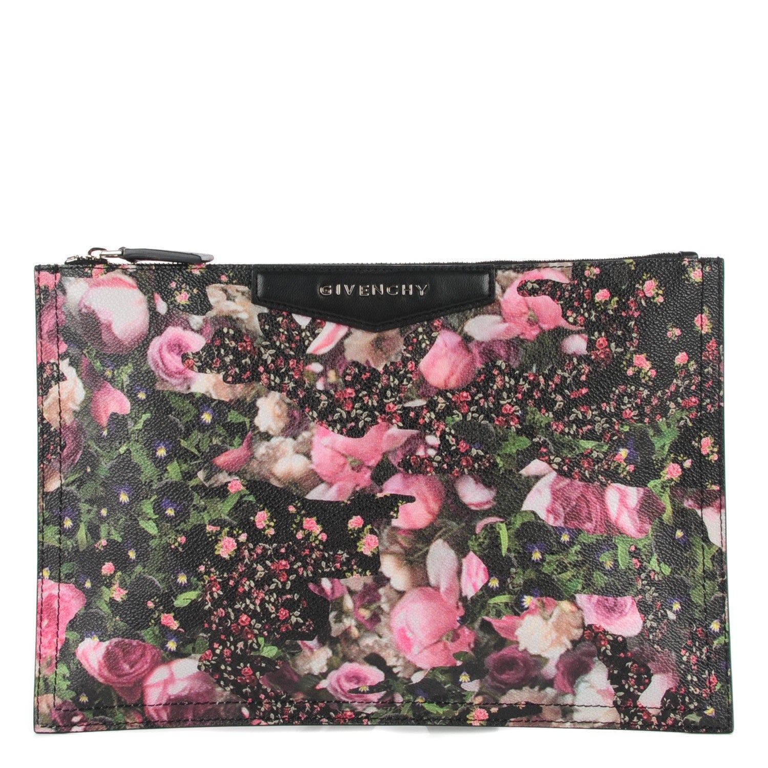 Givenchy Coated Canvas Roses Camouflage Print Medium Antigona Zip Pouch ...