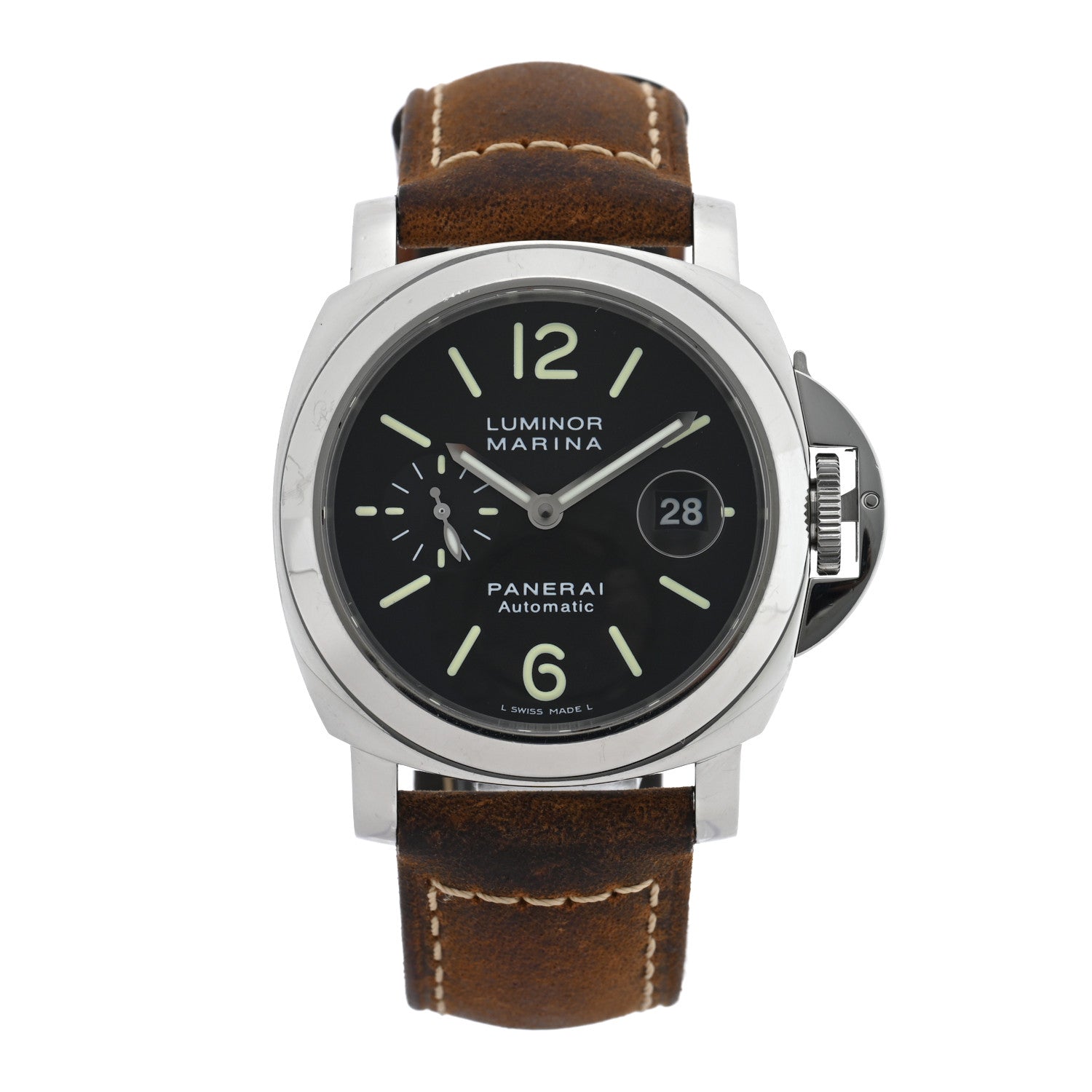PANERAI Stainless Steel Calfskin 43mm Luminor Marina Automatic Watch ...