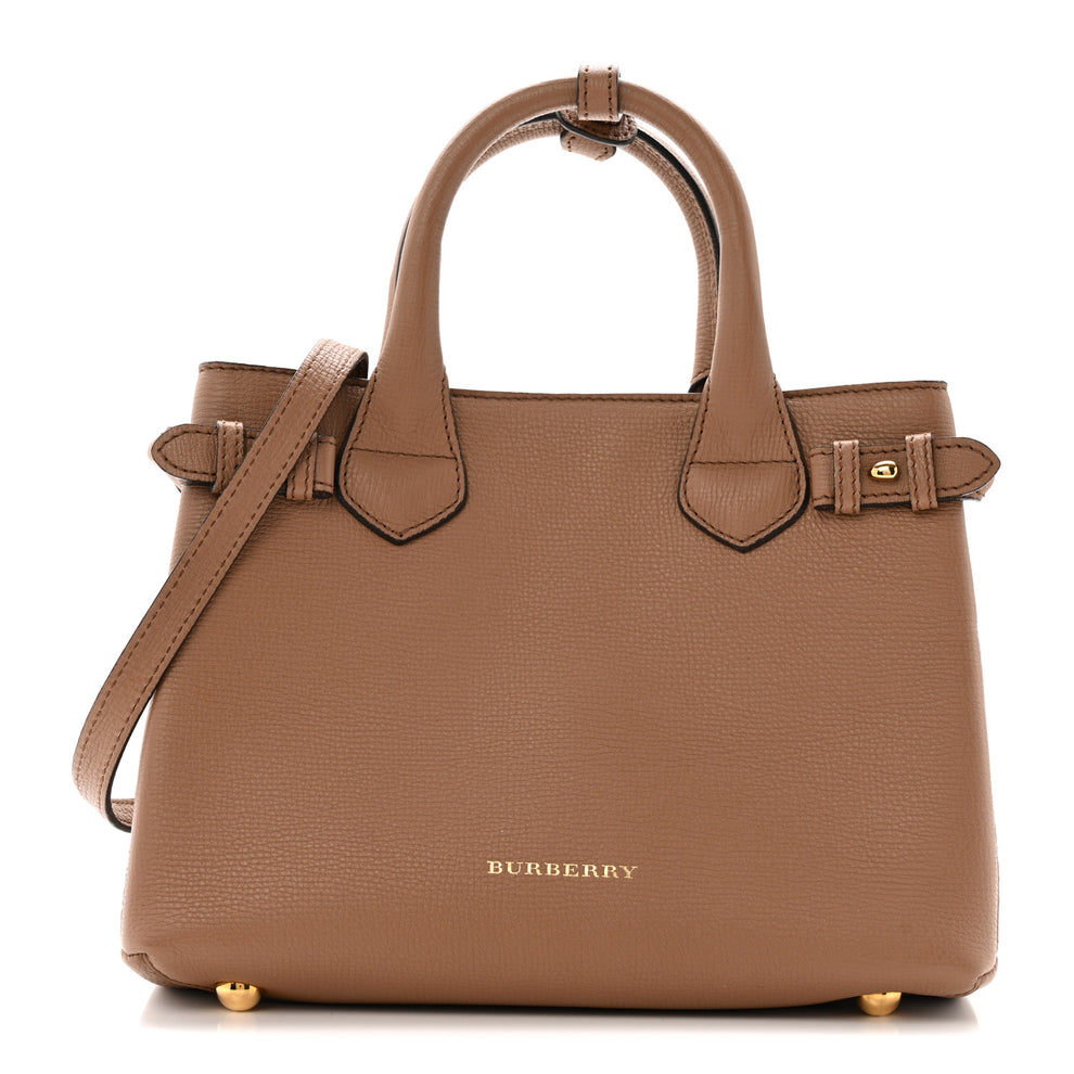 Burberry Derby Calfskin House Check Small Banner Tote Dark Sand 1801279 ...