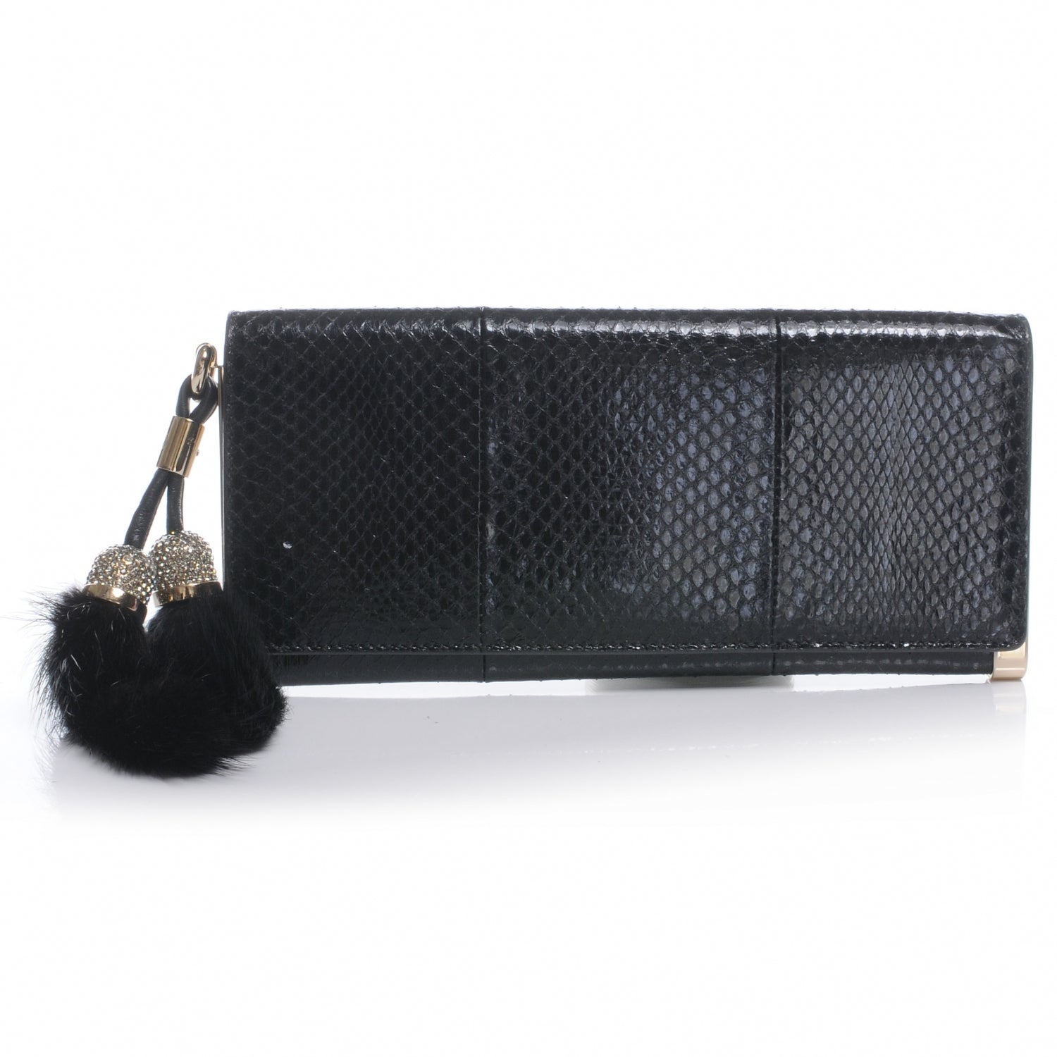 Gucci Snakeskin Mink Crystal Tassel Clutch Black 45886 – FASHIONPHILE