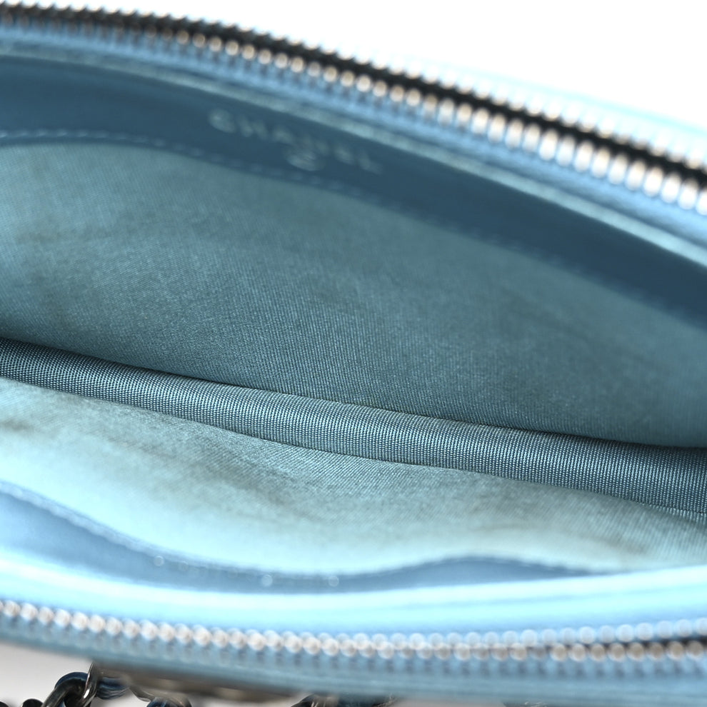 Chanel Metallic Caviar Quilted Small Boy Clutch With Chain Turquoise ...