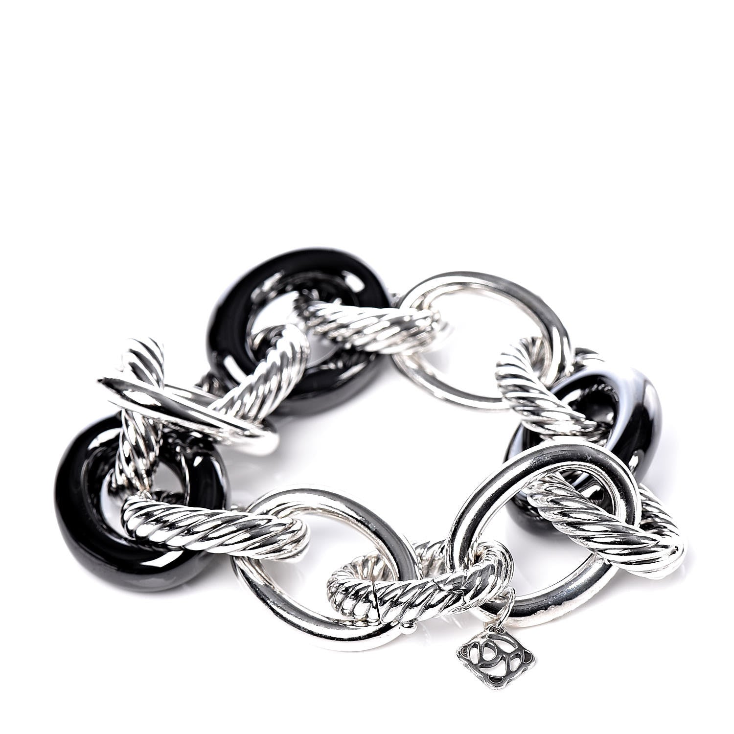 David Yurman Sterling Silver Black Ceramic 17mm Extra Large Oval Link ...