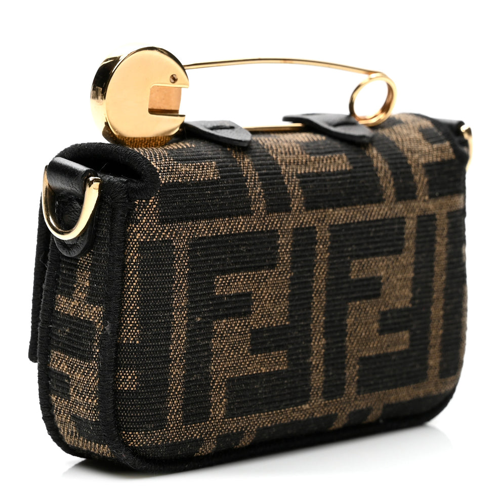Fendi X VERSACE Fabric Jacquard Fendace FF Nano Brooch Baguette Tobacco ...
