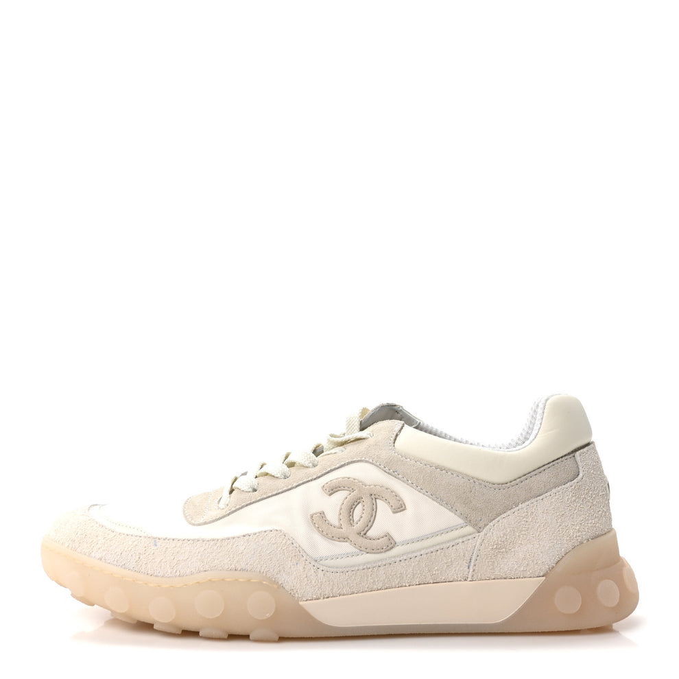 Chanel Mixed Fibers Suede Calfskin Womens CC Sneakers 41 Ivory 1890817 ...