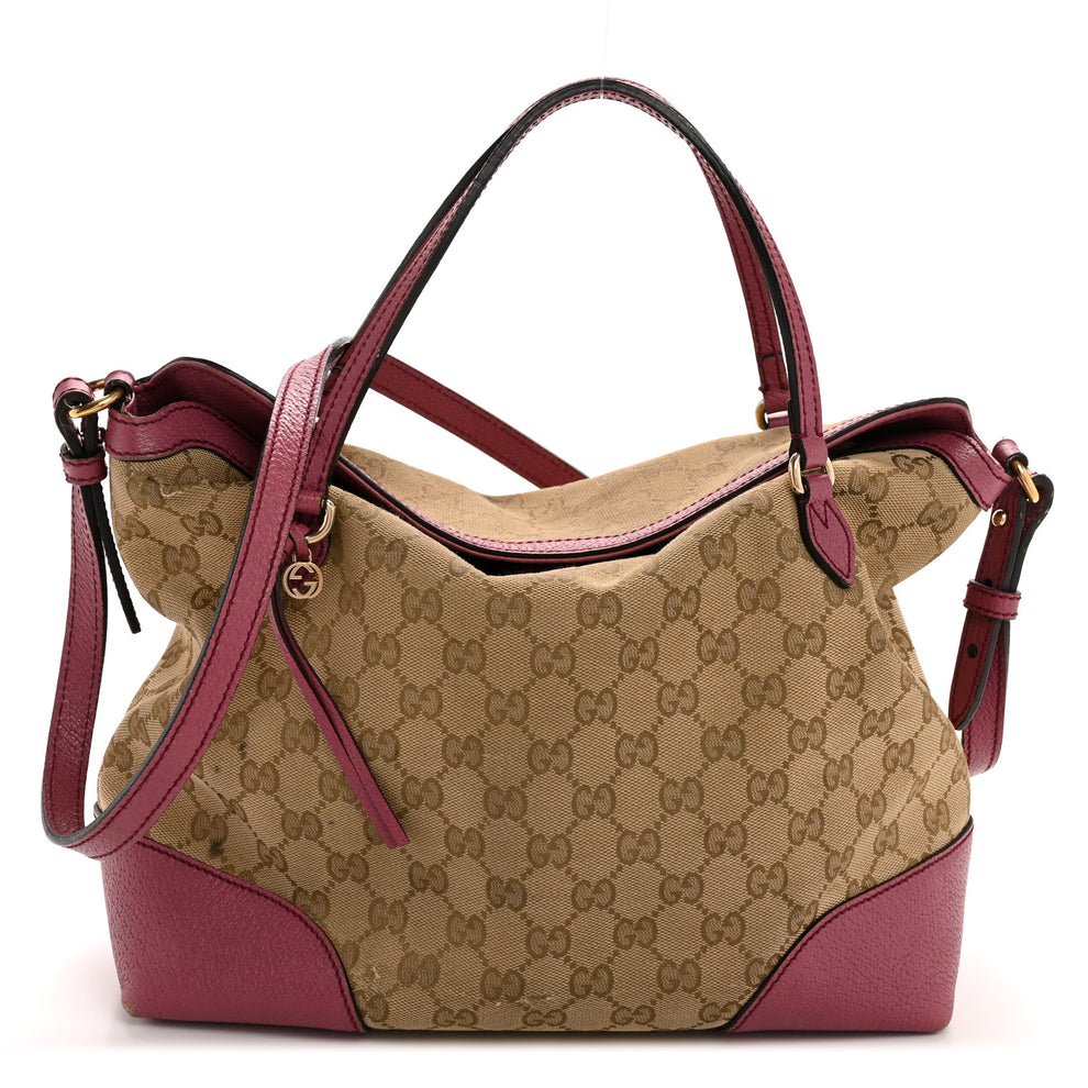Gucci Monogram Medium Bree Foldover Tote Beige Ebony Peonia Flower ...