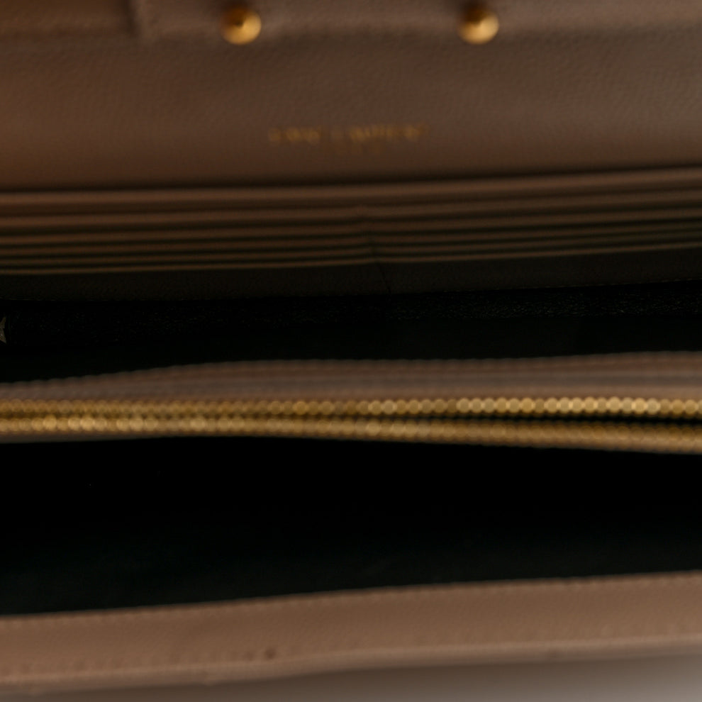 Saint Laurent Grain De Poudre Matelasse Chevron Monogram Chain Wallet ...
