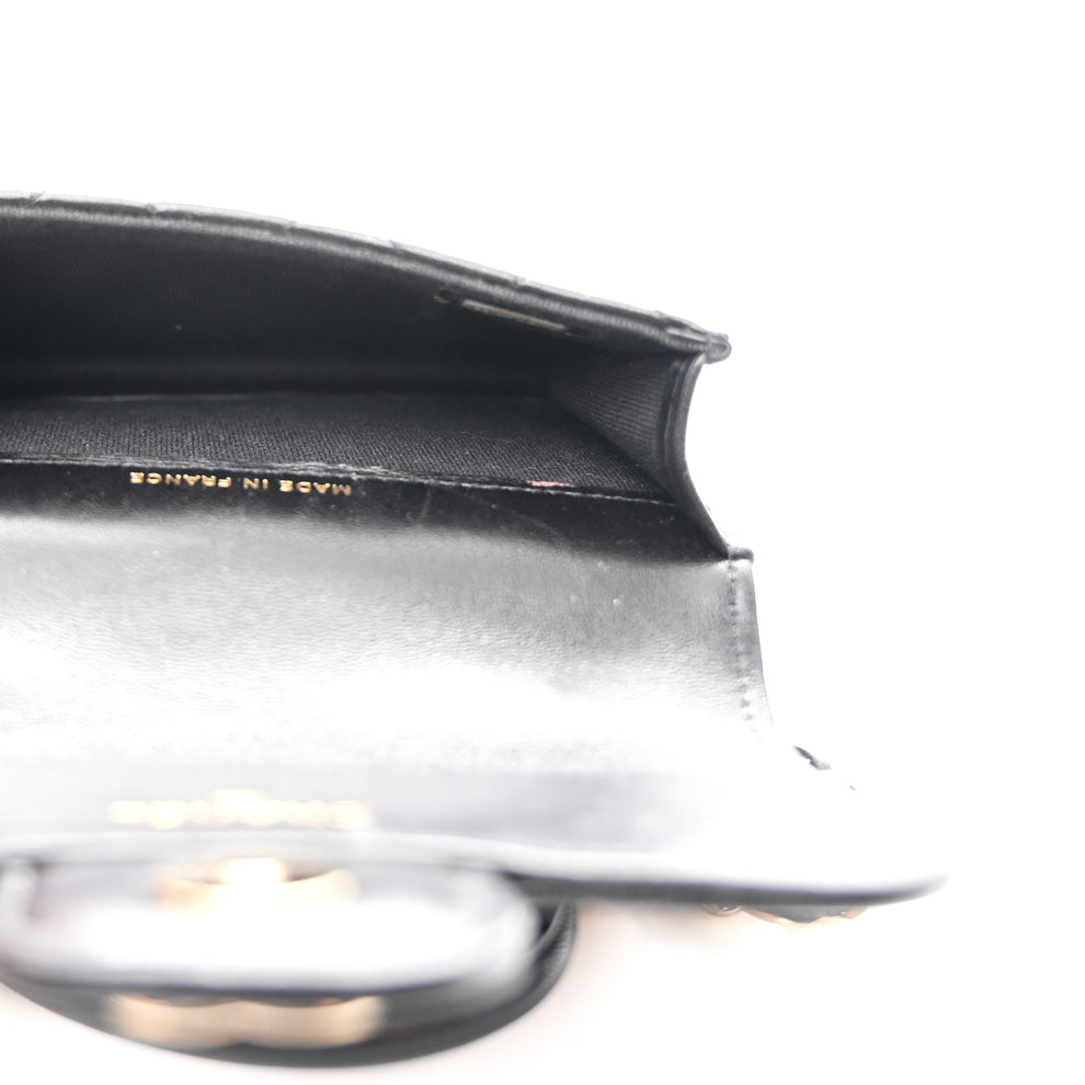 Chanel Lambskin Quilted Top Handle Flap Coin Purse With Chain Black ...