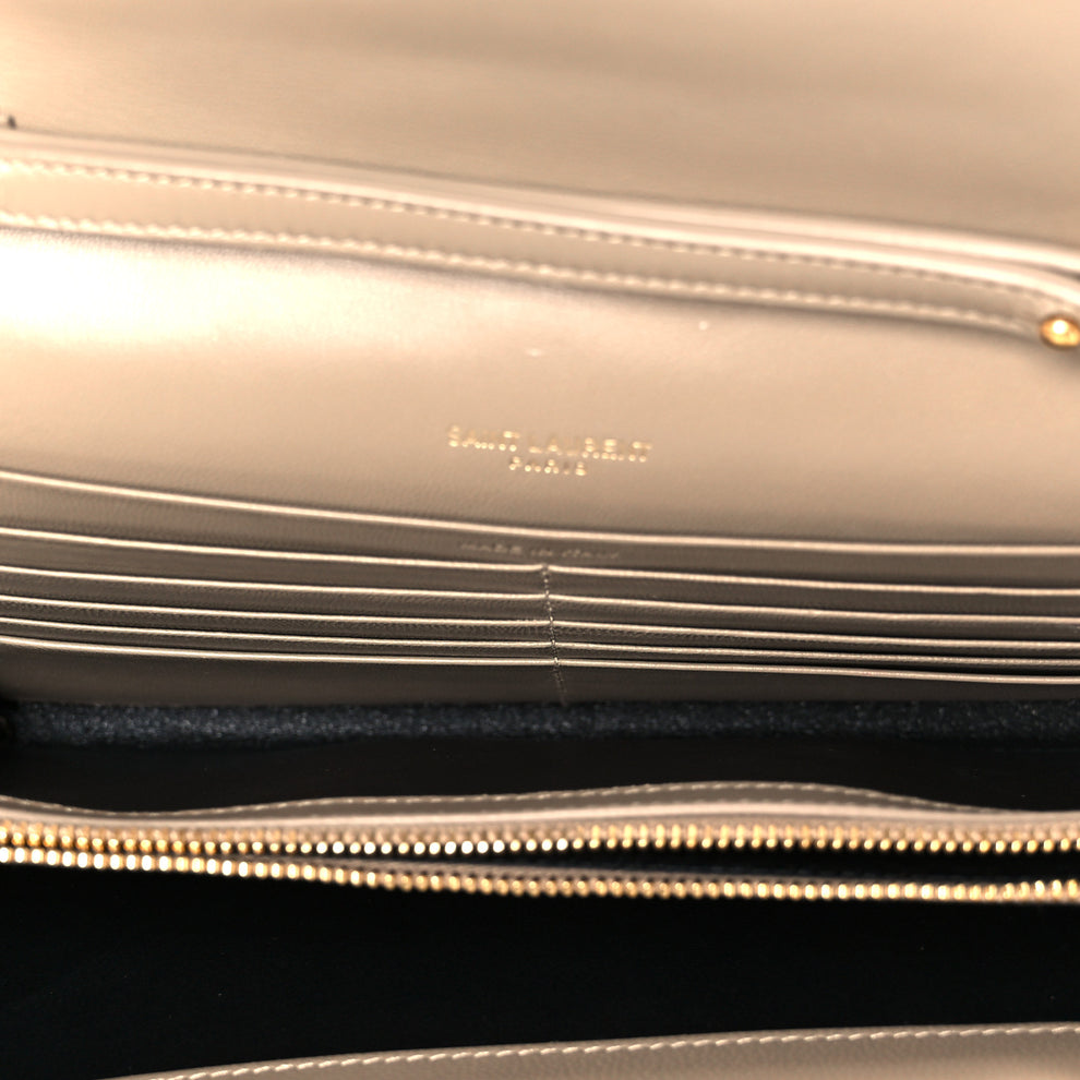 Saint Laurent Lambskin Matelasse Chevron Monogram Envelope Chain Wallet ...