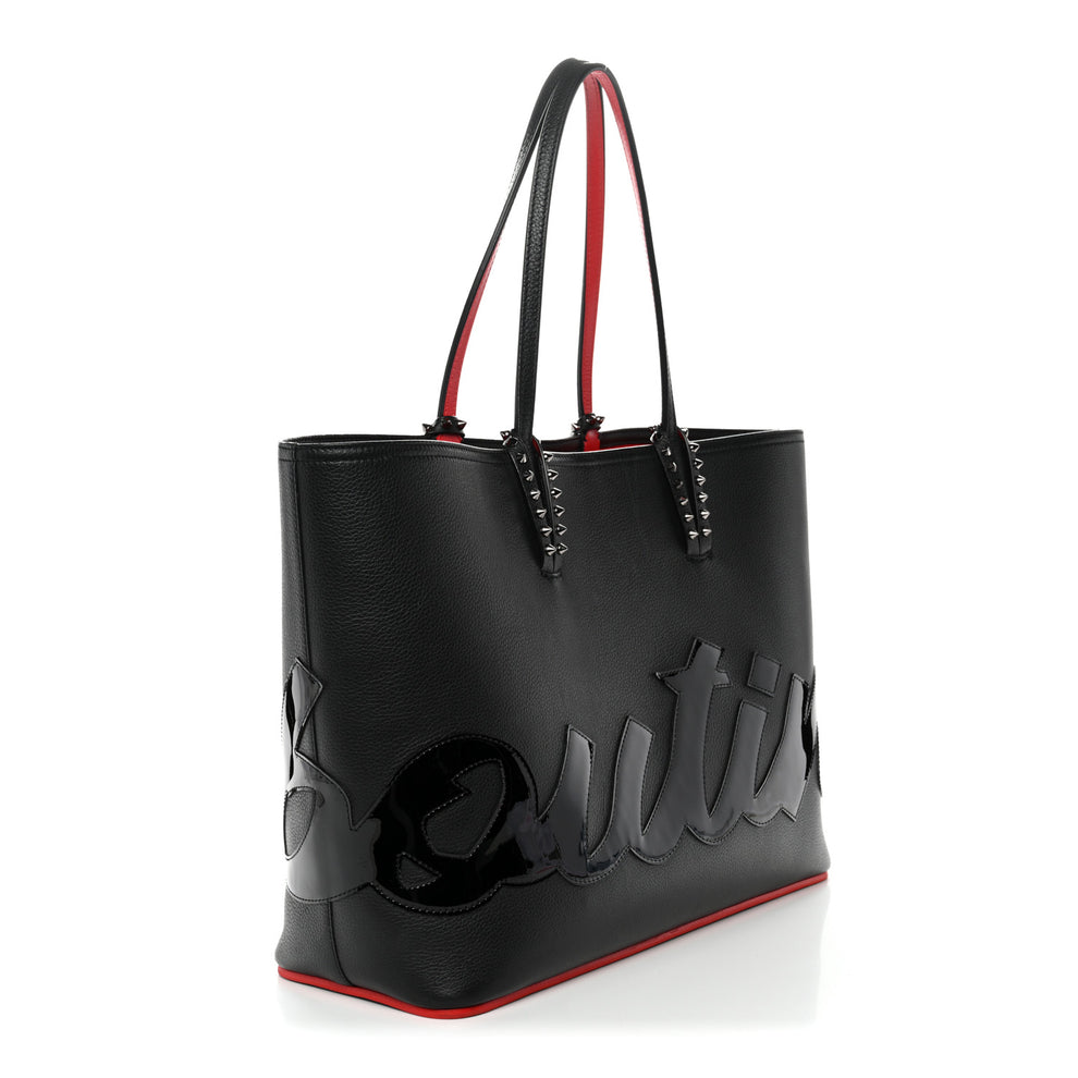 Christian Louboutin Calfskin Patent Logo Spikes East West Cabata Tote ...