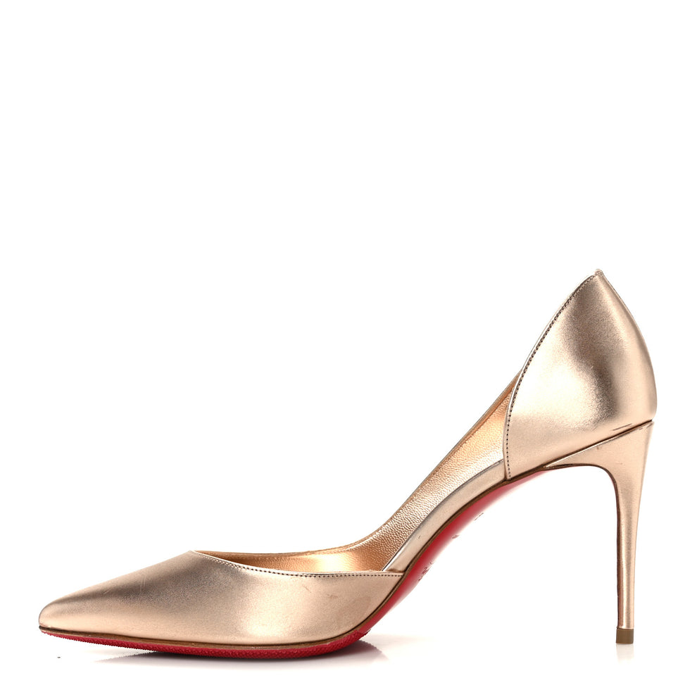 Christian Louboutin Calfskin Laminato Satin Iriza 85 Pumps 36.5 Leche ...