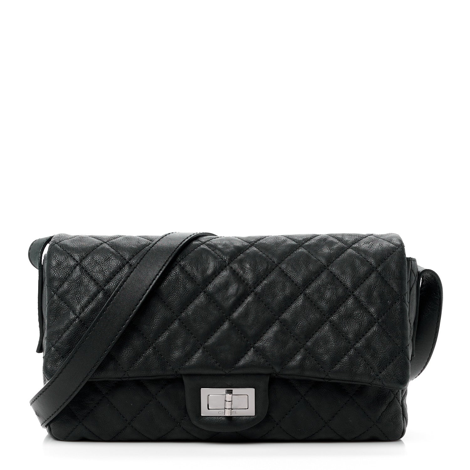 Chanel Calfskin Quilted Jumbo Easy Reissue Messenger Flap Black 1491678 ...