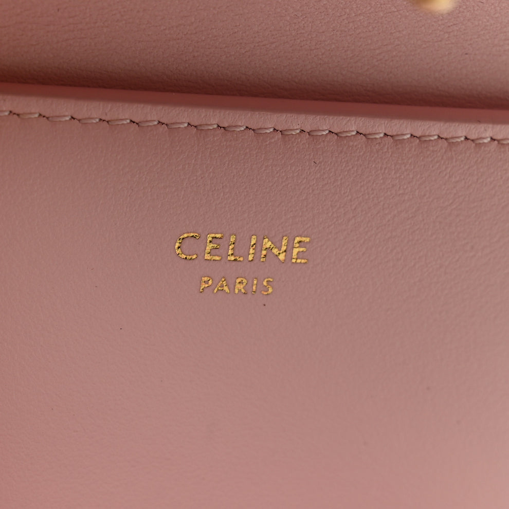 Celine Shiny Calfskin Compact Triomphe Wallet With Coin Purse Pink ...