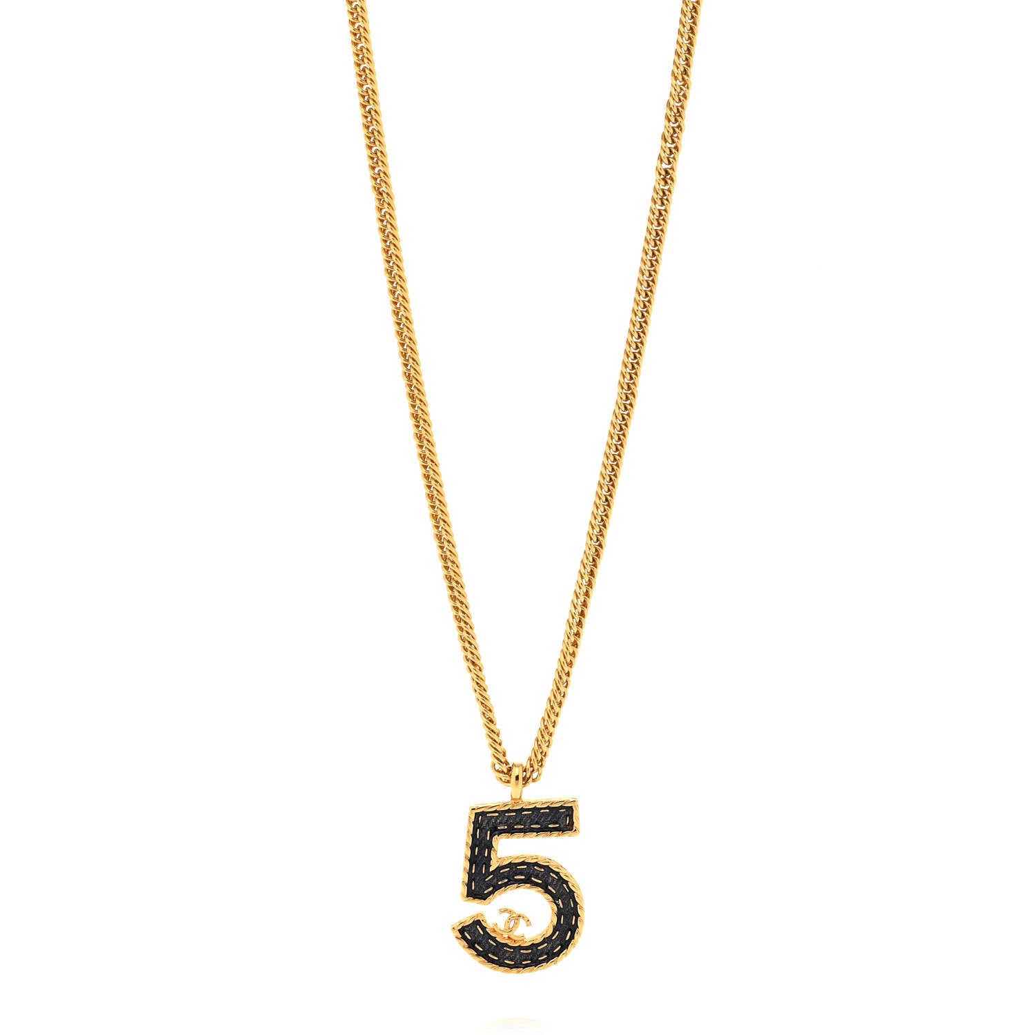 Chanel Metal Resin Chain CC No.5 Necklace Gold Blue 1434221 – FASHIONPHILE