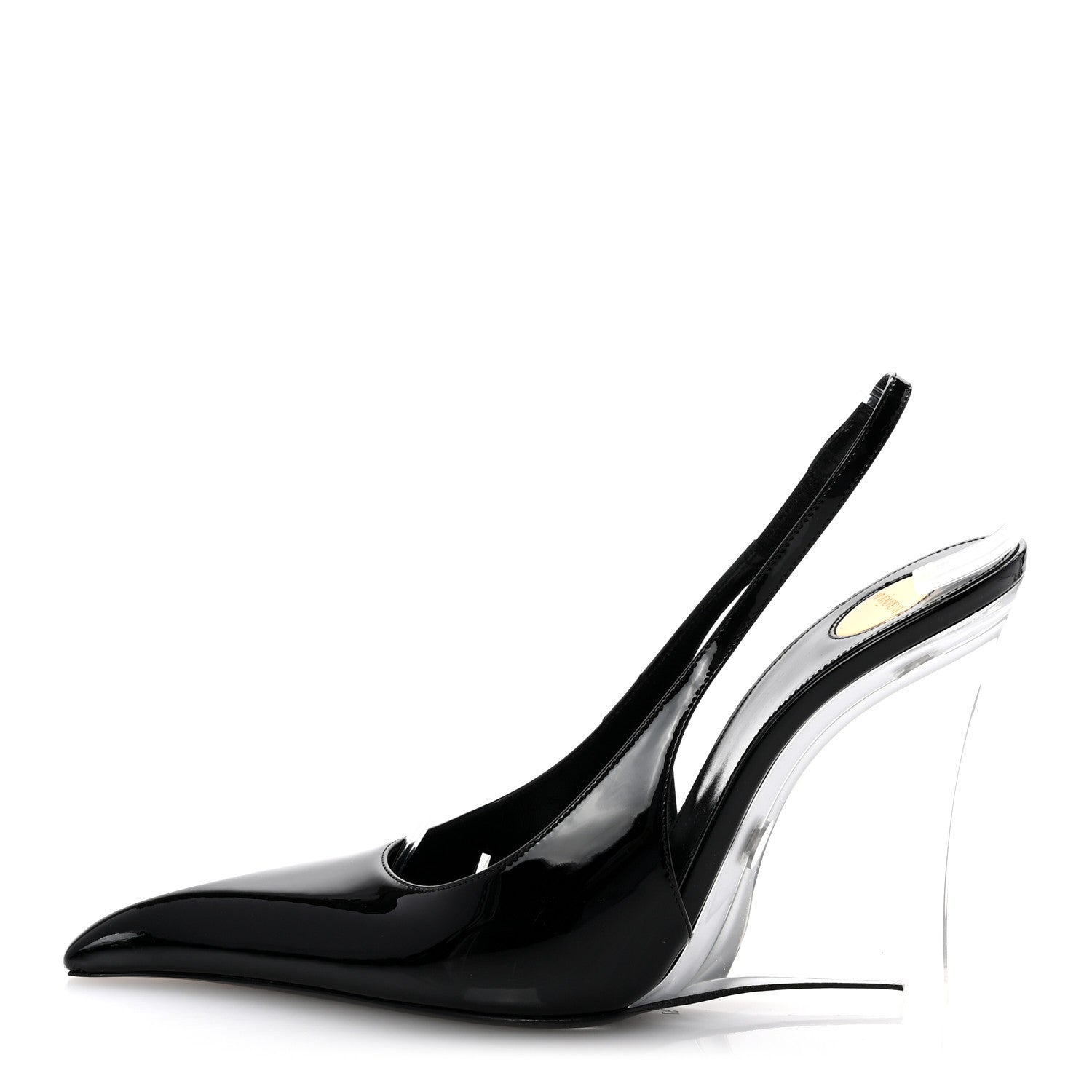 Saint Laurent Patent Calfskin PVC Miller 110 Slingback Pumps 37.5 Black ...
