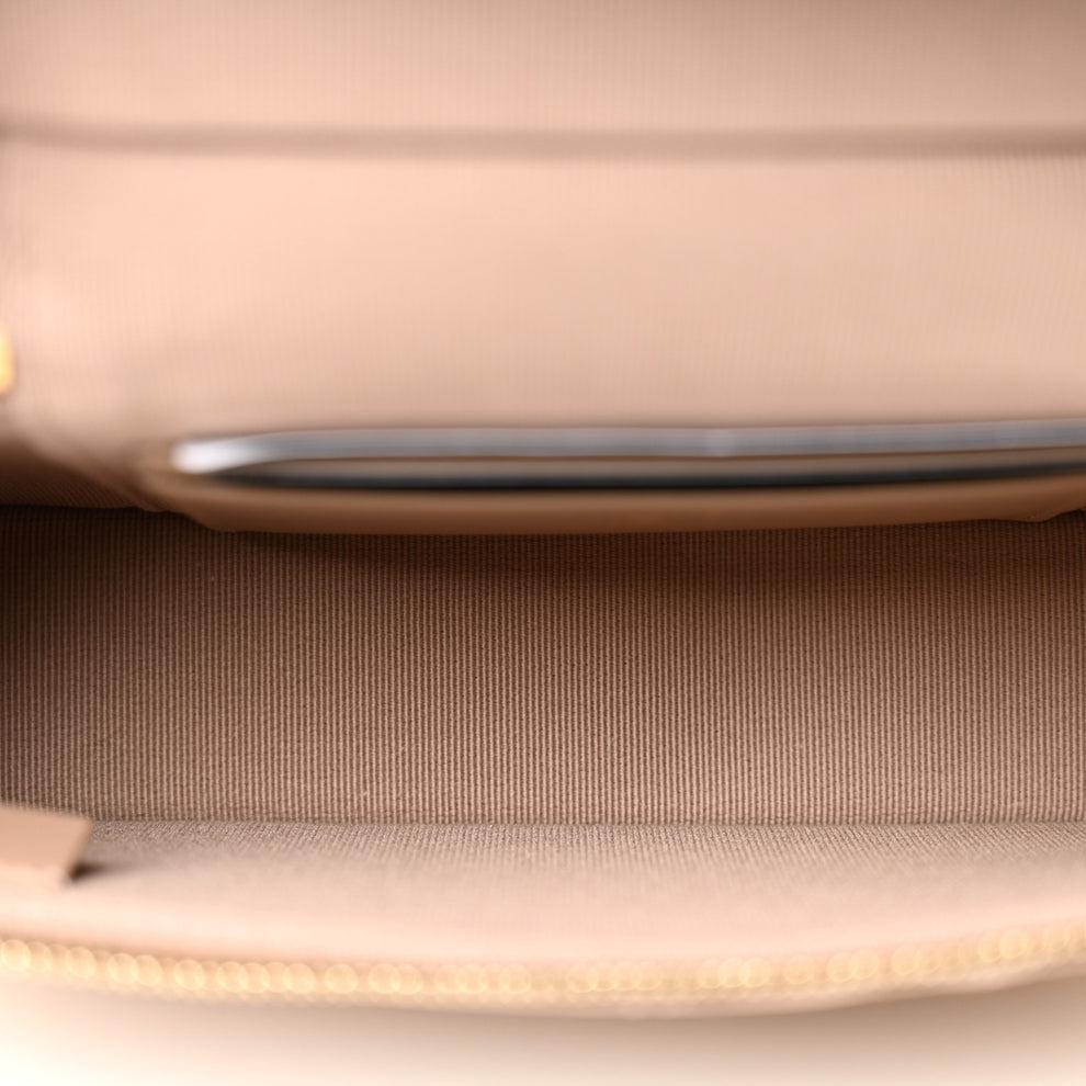 Chanel Caviar Quilted Top Handle Slim Vanity With Chain Dark Beige ...