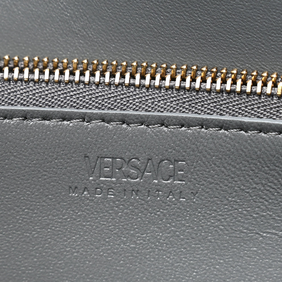 Versace Calfskin Crocodile Embossed Large Greca Goddess Bag Charcoal ...