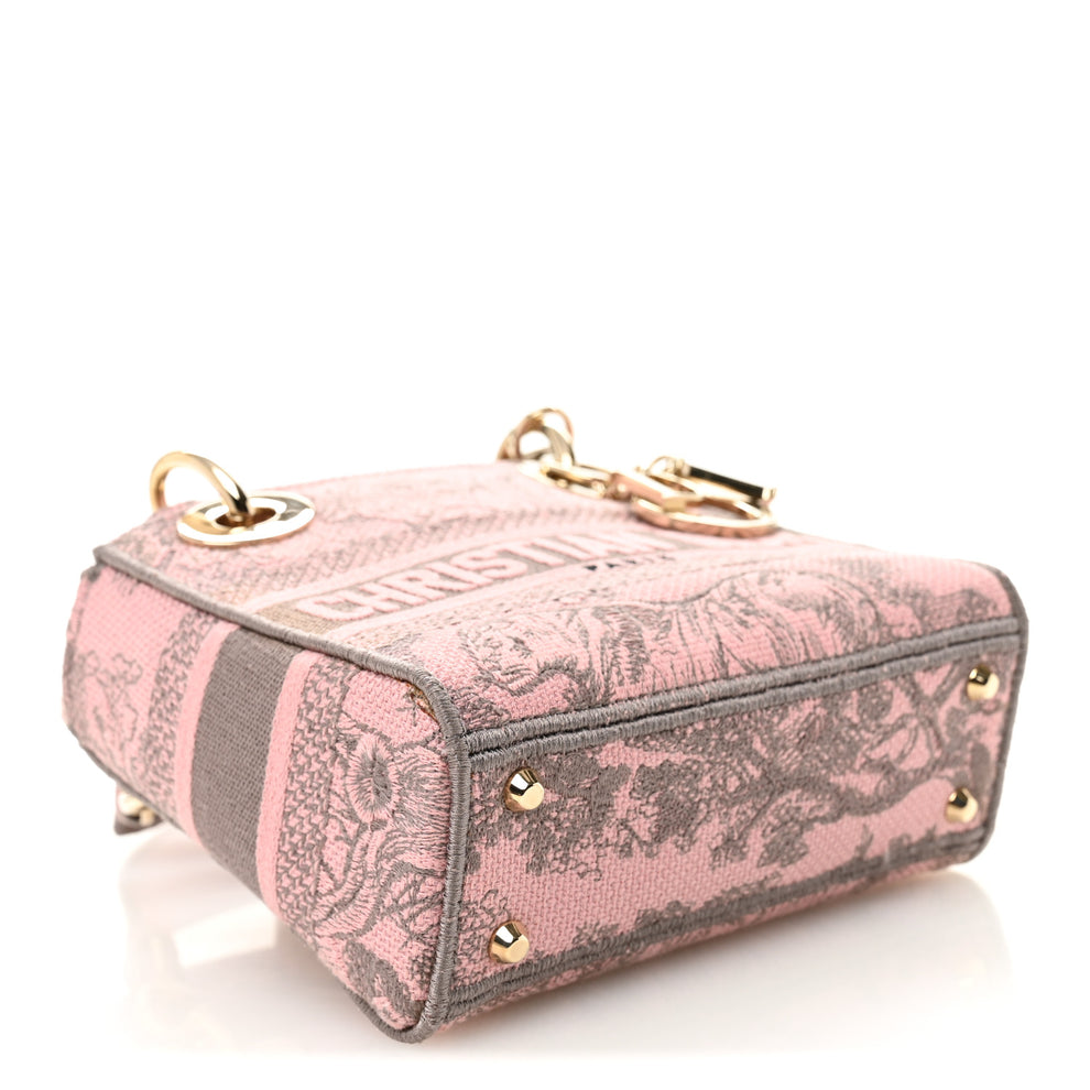 Christian Dior Canvas Toile De Jouy Embroidered Mini Lady D-Lite Gray ...