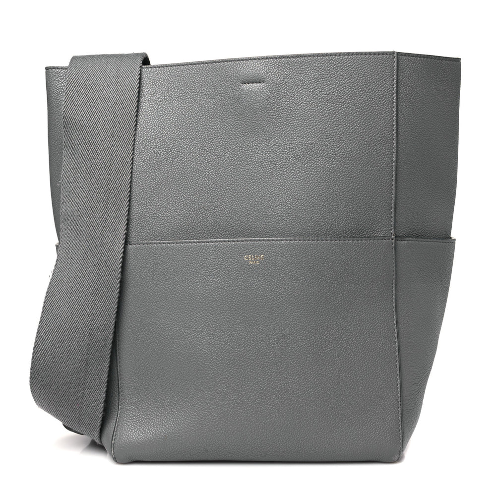 Celine Soft Grained Calfskin Sangle Bucket Bag Grey 1766628 – FASHIONPHILE