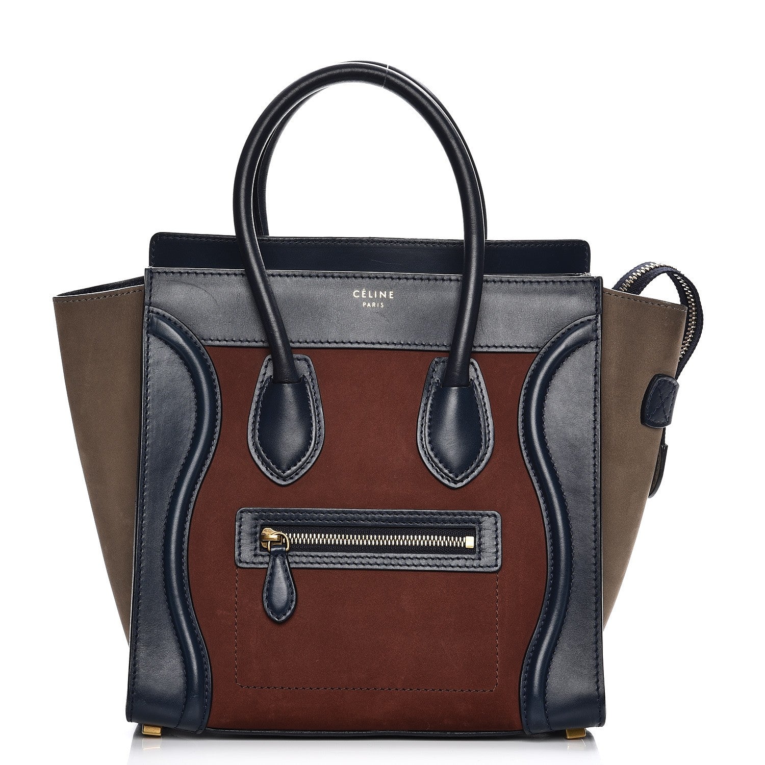 Celine Smooth Calfskin Nubuck Micro Tri-Color Luggage Marron 217454 ...