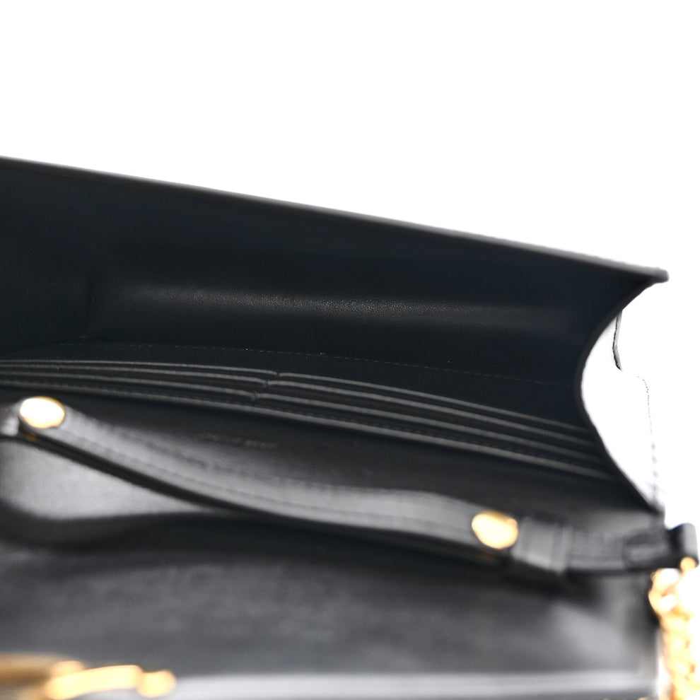 Celine Shiny Calfskin Triomphe Margo Wallet on Chain Black 1787304 ...