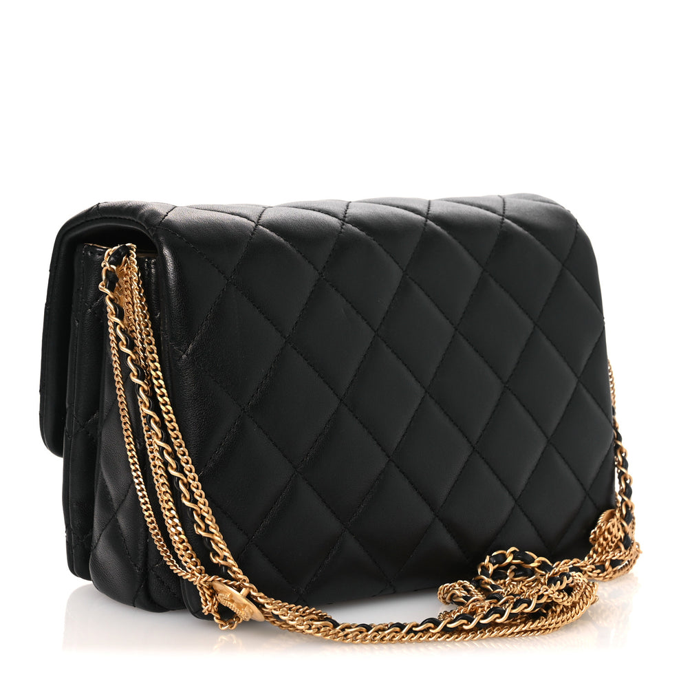 Chanel Lambskin Quilted Mini Medallion Multi Chain Flap Black 1847767 ...