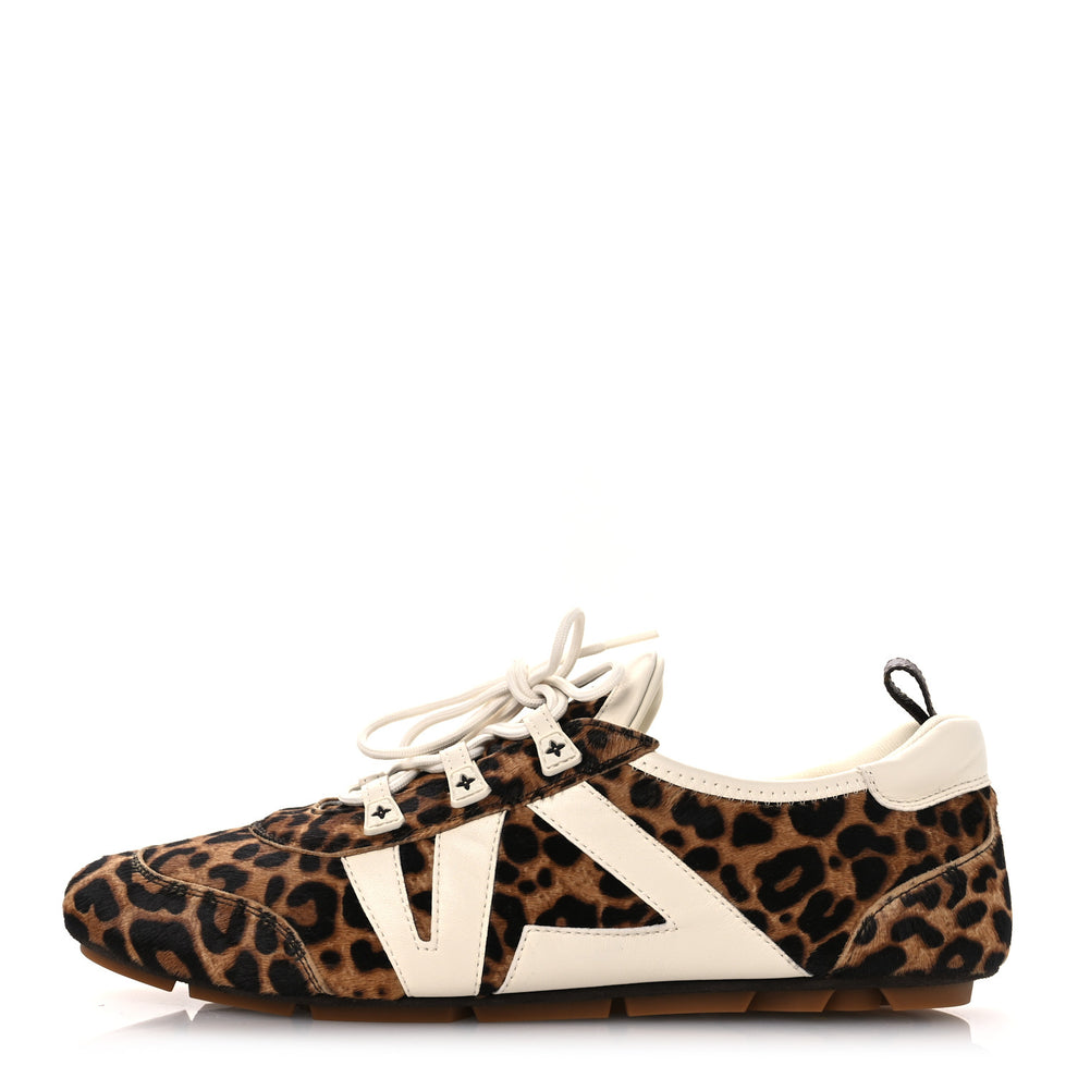Louis Vuitton Calfskin Pony Hair Leopard LV Sneakerina 41 Brown 1777385 ...