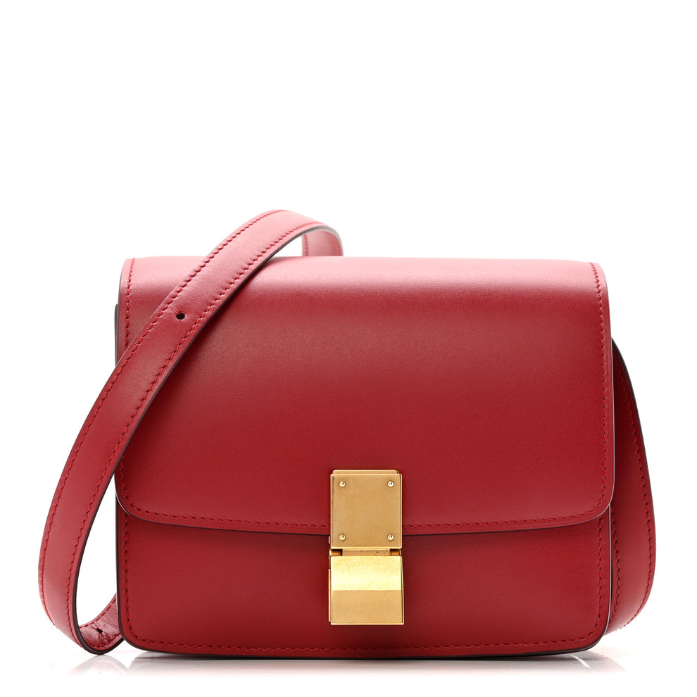 Celine Smooth Calfskin Small Classic Box Flap Bag Red 1787087 ...