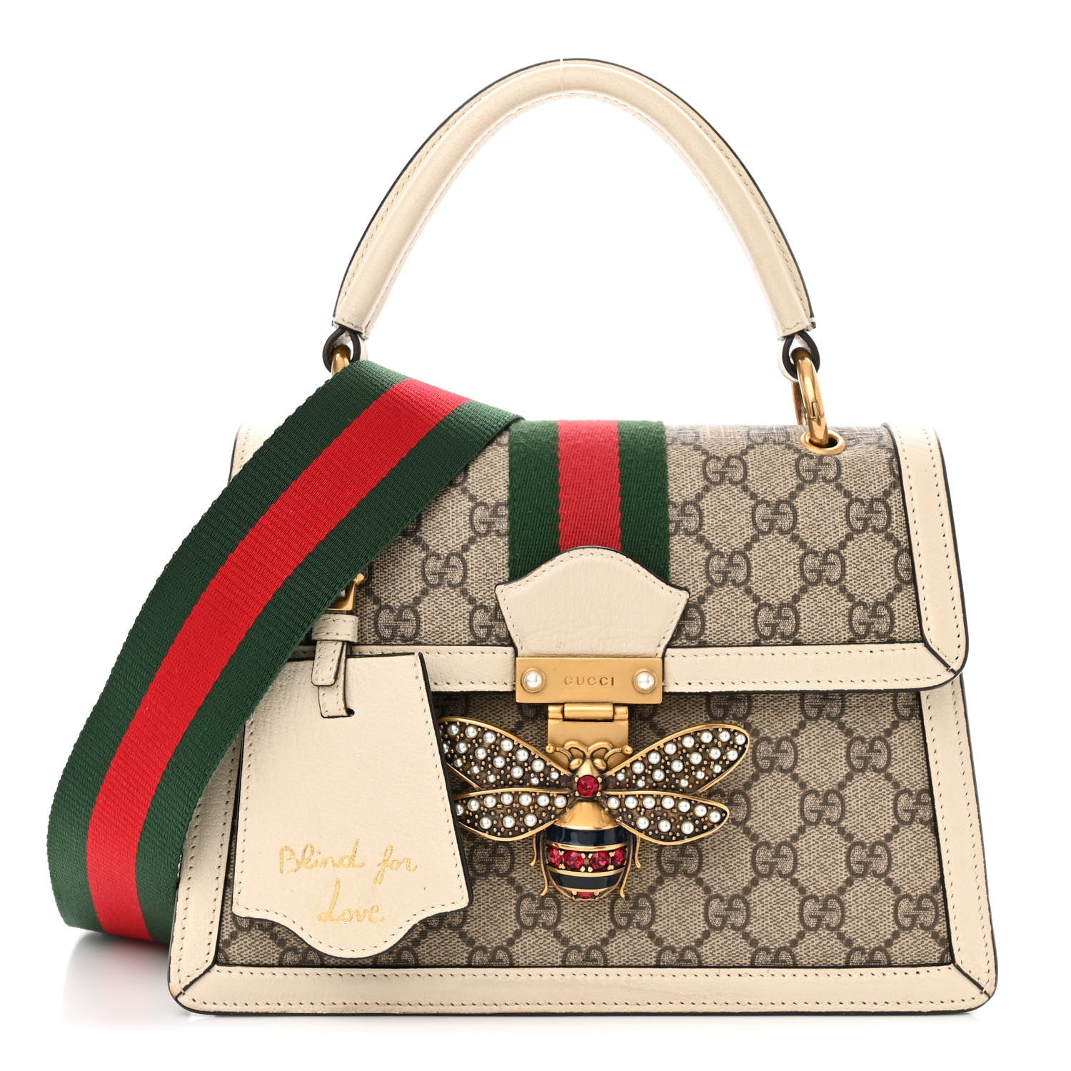 Gucci GG Supreme Monogram Small Queen Margaret Top Handle Bag White ...