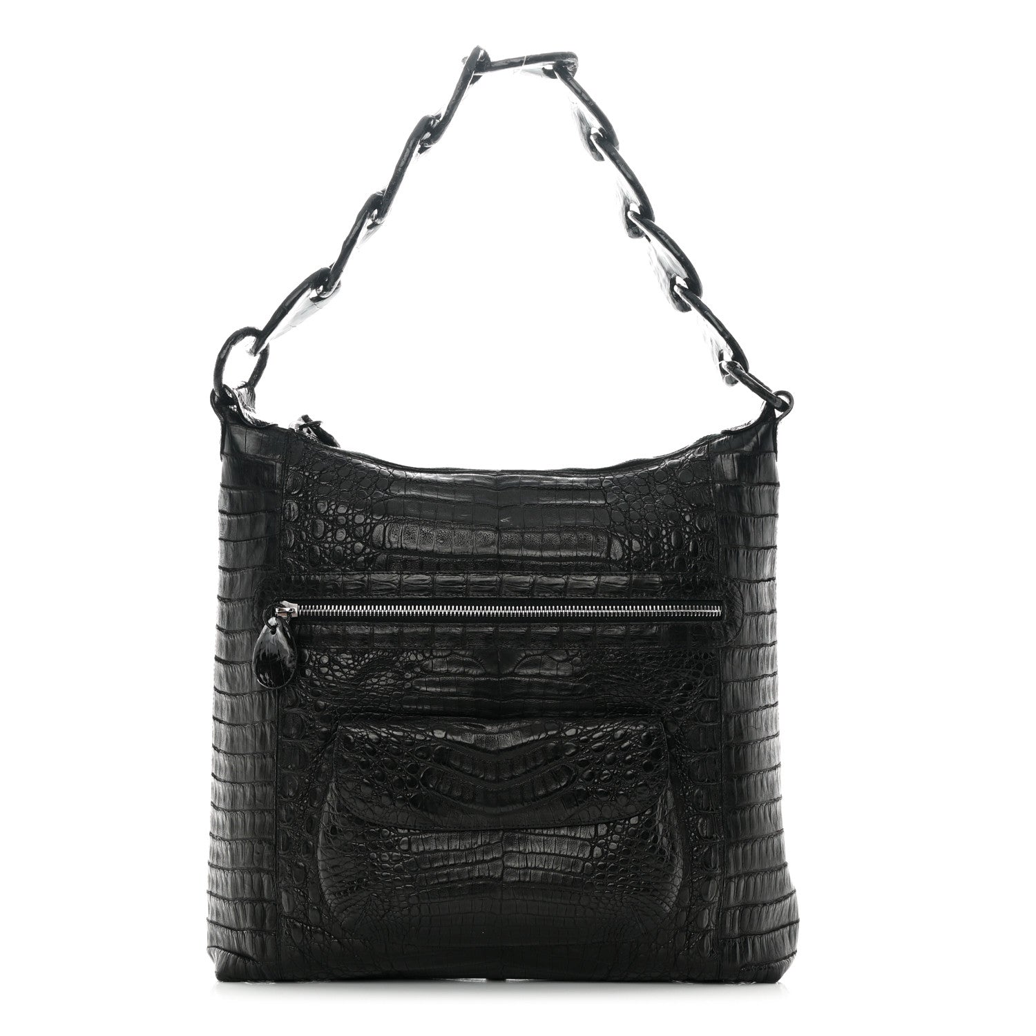Nancy Gonzalez Crocodile Chain Hobo Black 1268766 – FASHIONPHILE