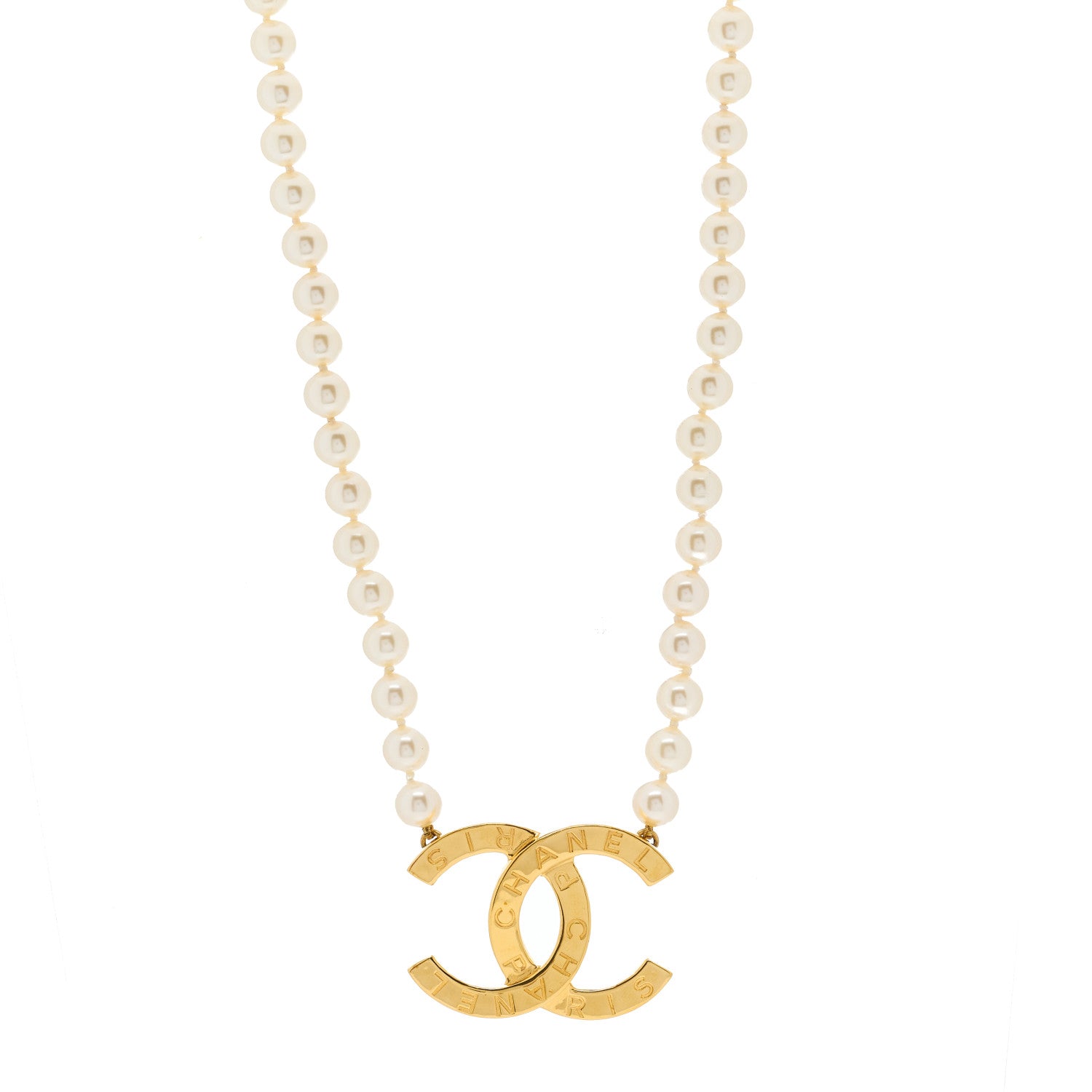 Chanel Pearl CC Paris Button Short Necklace Gold 1171419 – FASHIONPHILE