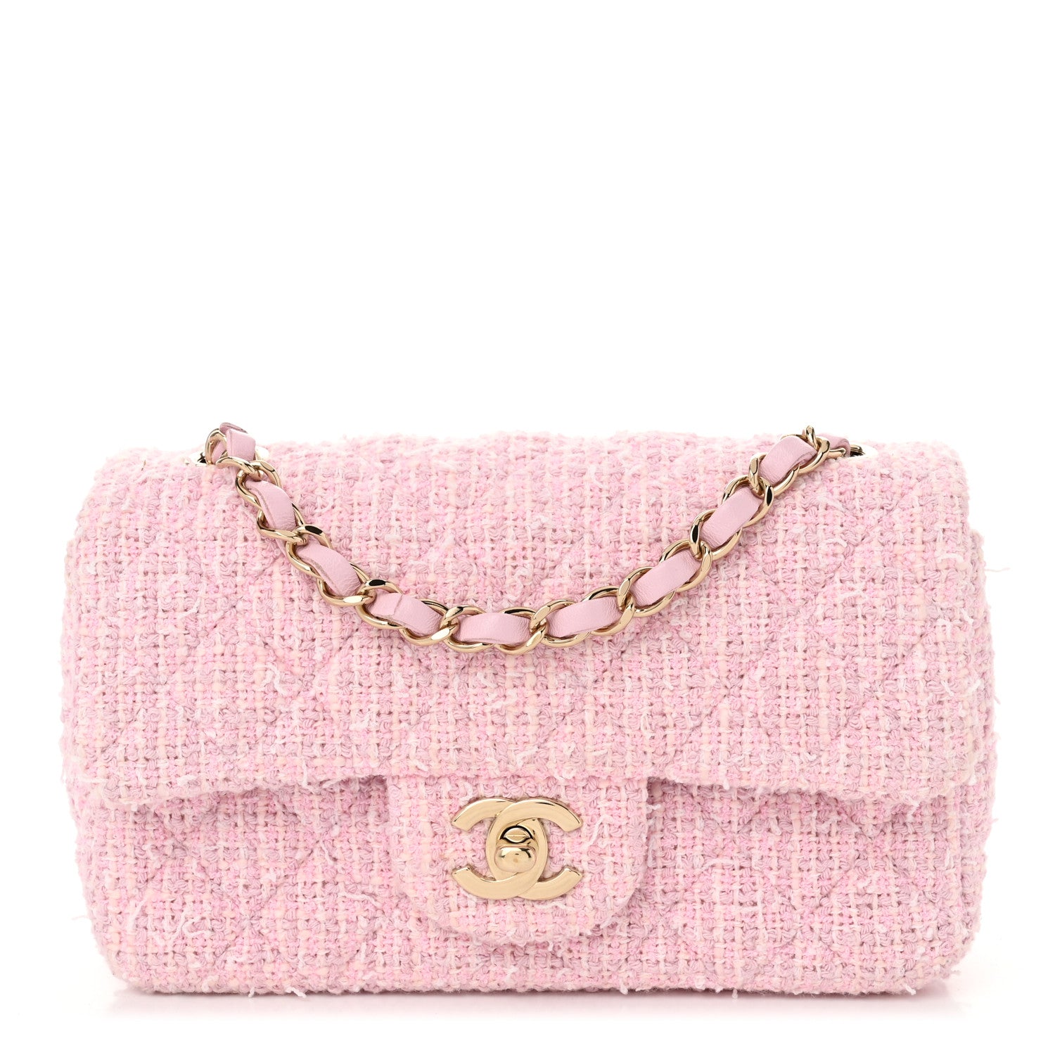 Chanel Tweed Quilted Mini Rectangular Flap Pink 1629027 – FASHIONPHILE