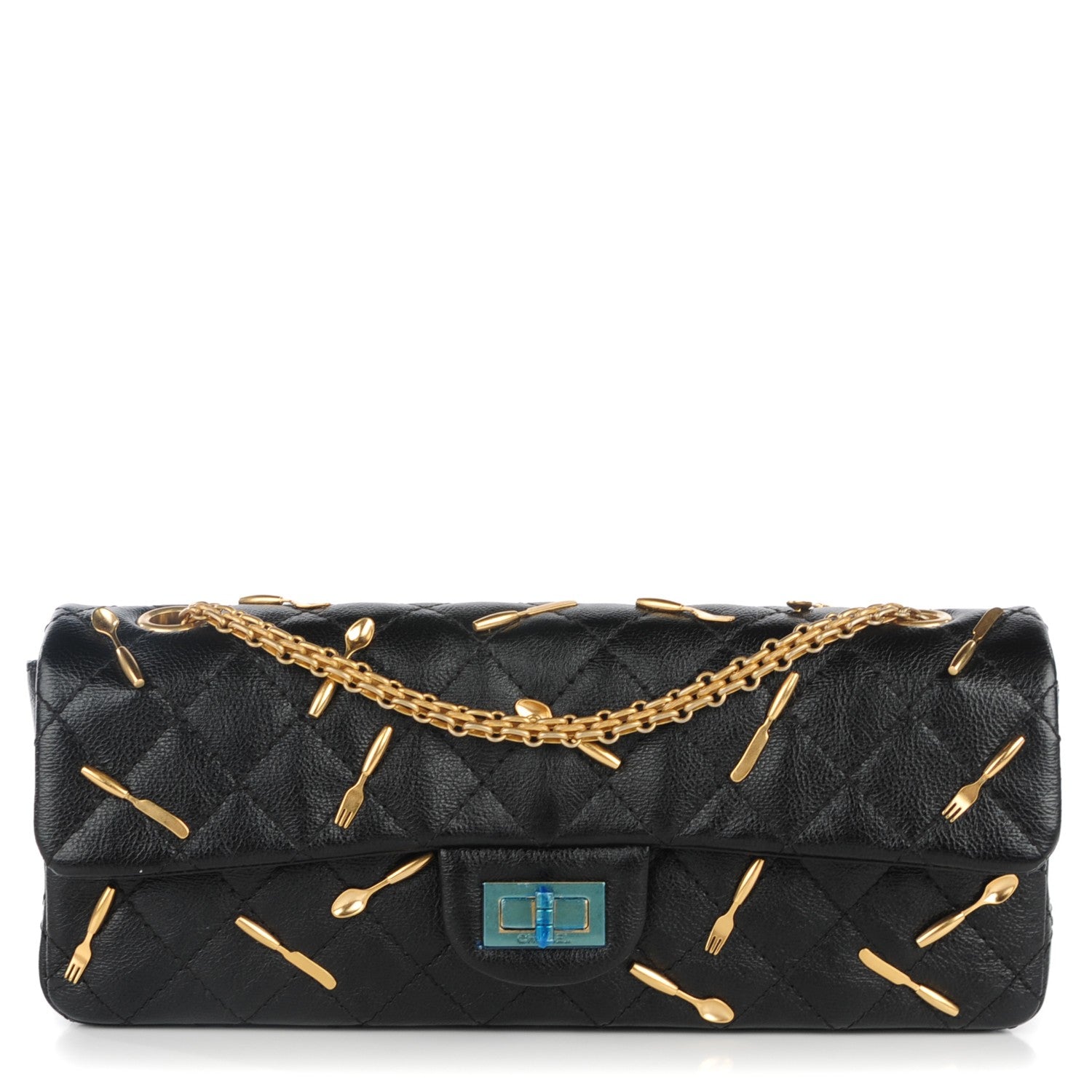 Chanel Calfskin Quilted Spoon Charms Brasserie 2.55 Reissue Flap Black ...