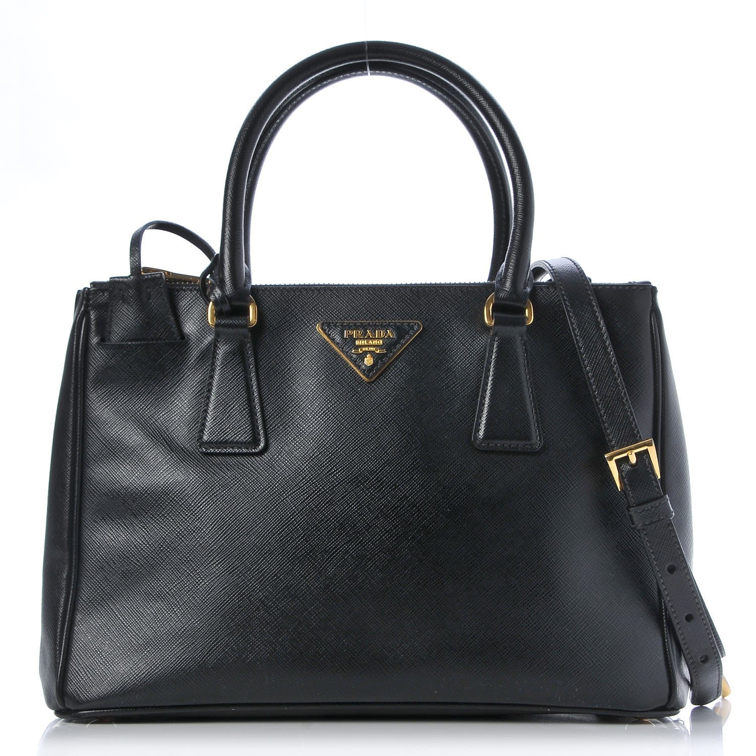 Prada Saffiano Small Galleria Double Zip Tote Black 284745 – FASHIONPHILE
