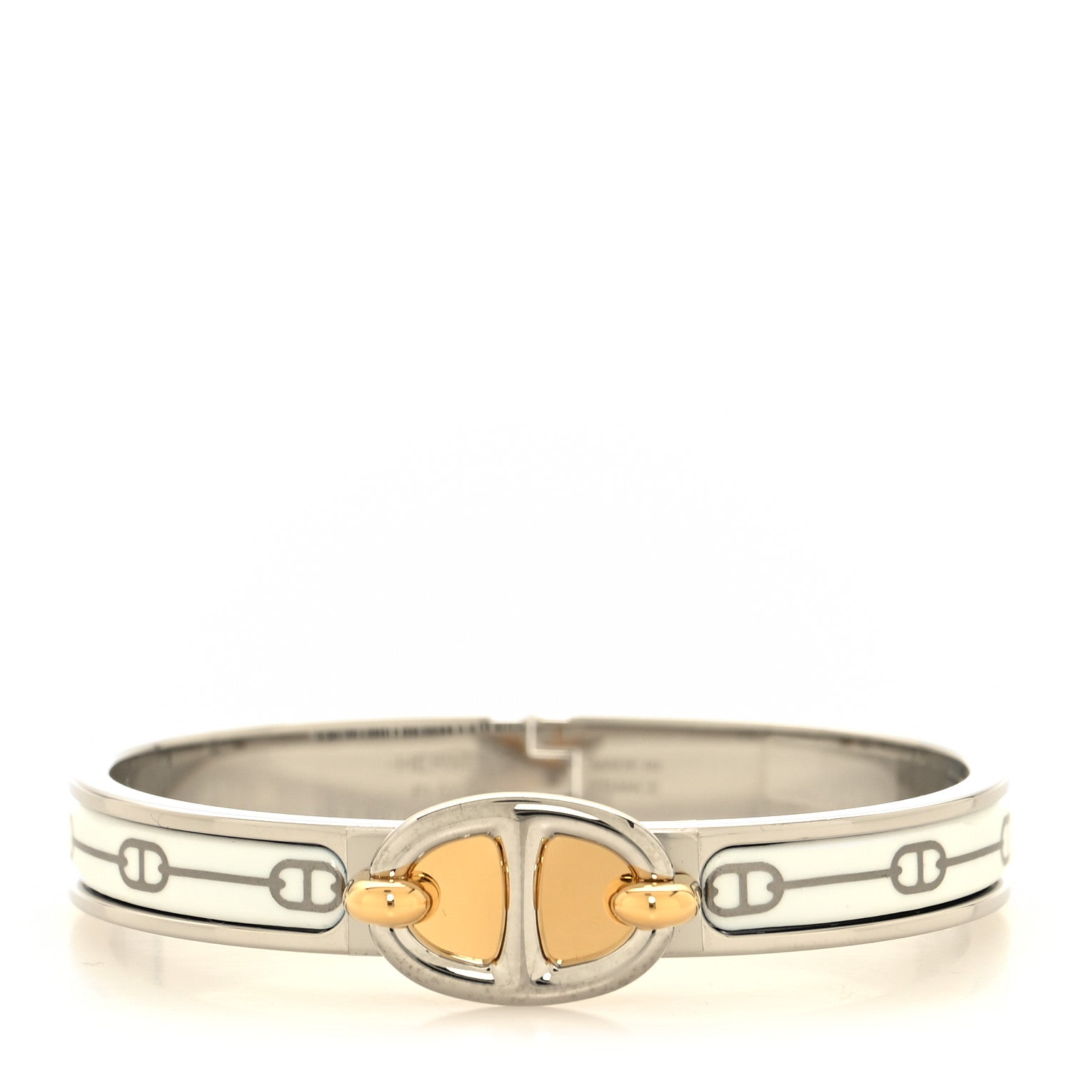 Hermes Enamel Mini Farandole Clic Chaine D'Ancre Bracelet Platine White ...
