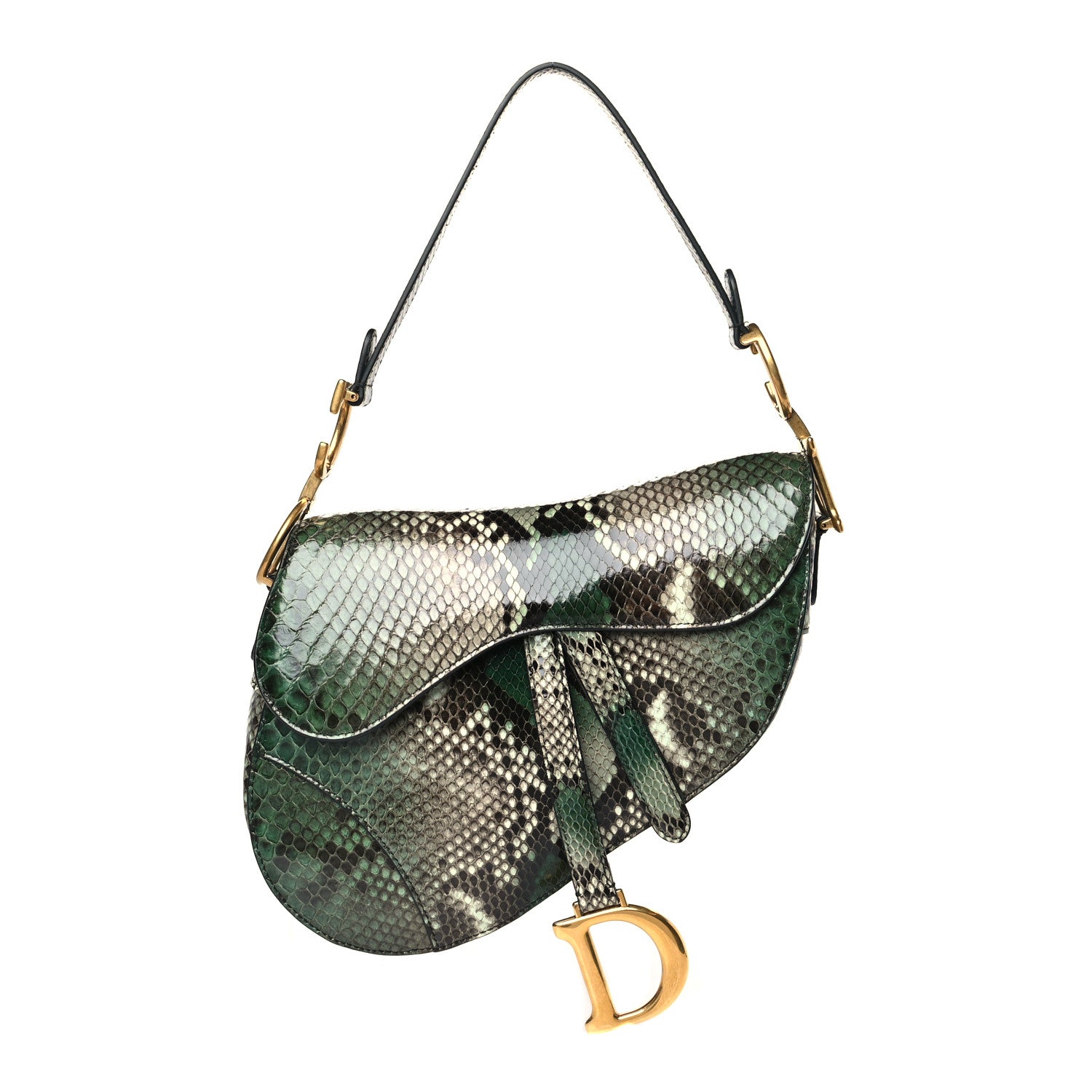 Christian Dior Snakeskin Saddle Bag Green 1402294 – FASHIONPHILE