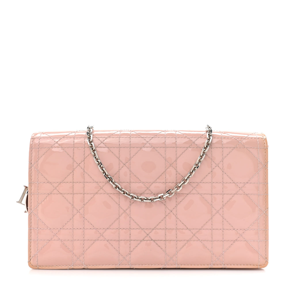 Christian Dior Patent Cannage Lady Dior Clutch Rose Clair 1792395 ...
