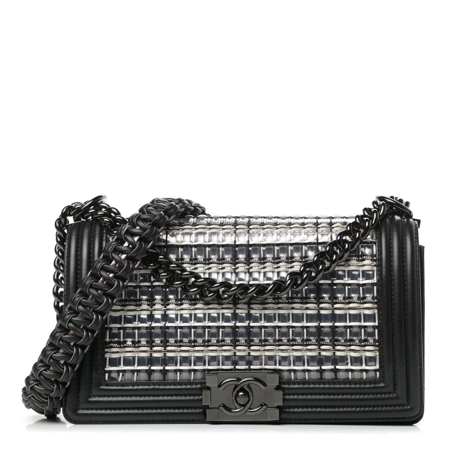 Chanel PVC Thread Woven Medium Boy Flap Black 759753 – FASHIONPHILE