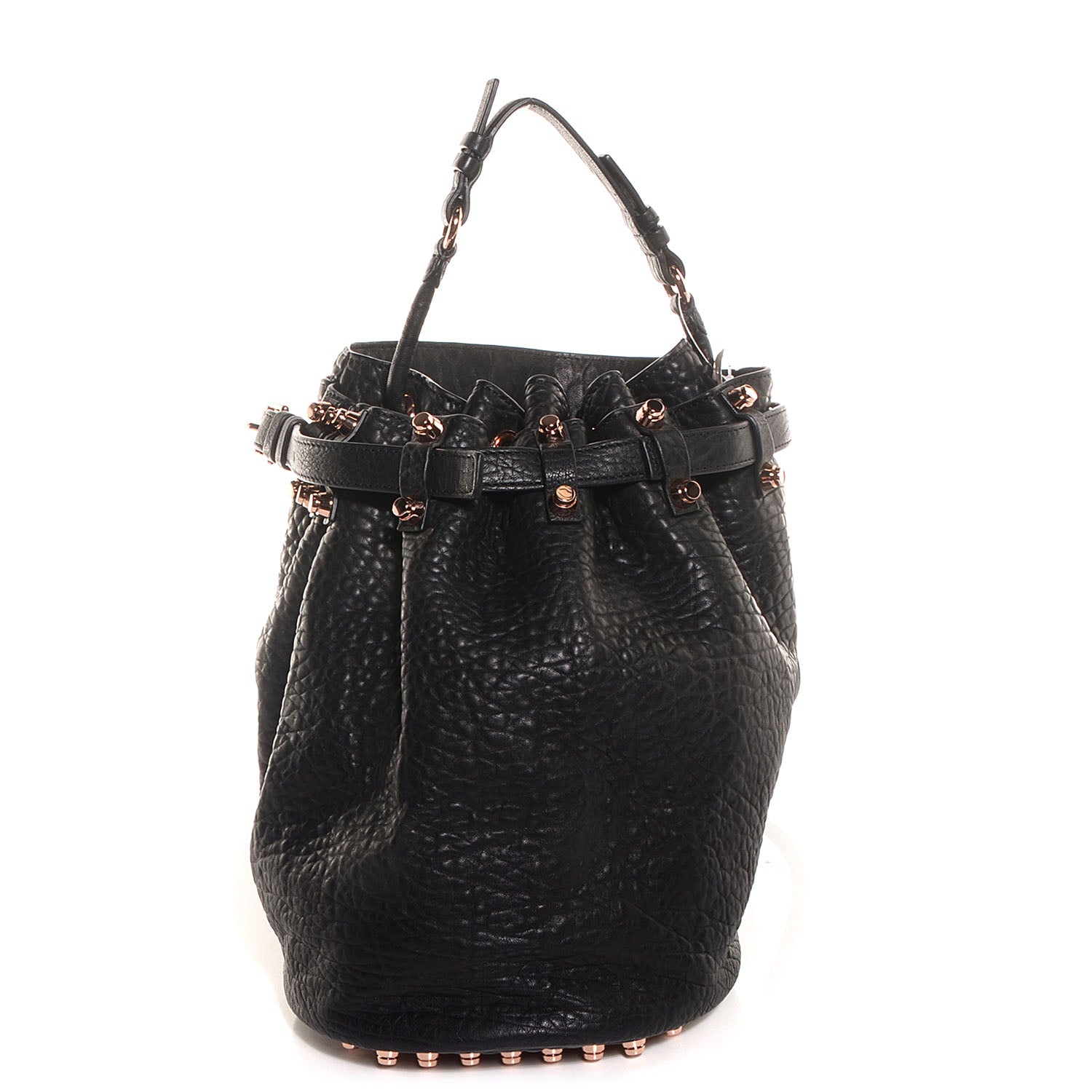 Alexander Wang Pebbled Leather Diego Bucket Bag Black w Rose Gold ...