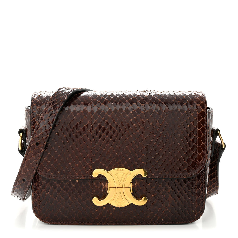 Celine Watersnake Teen Triomphe Brown 1708743 – FASHIONPHILE