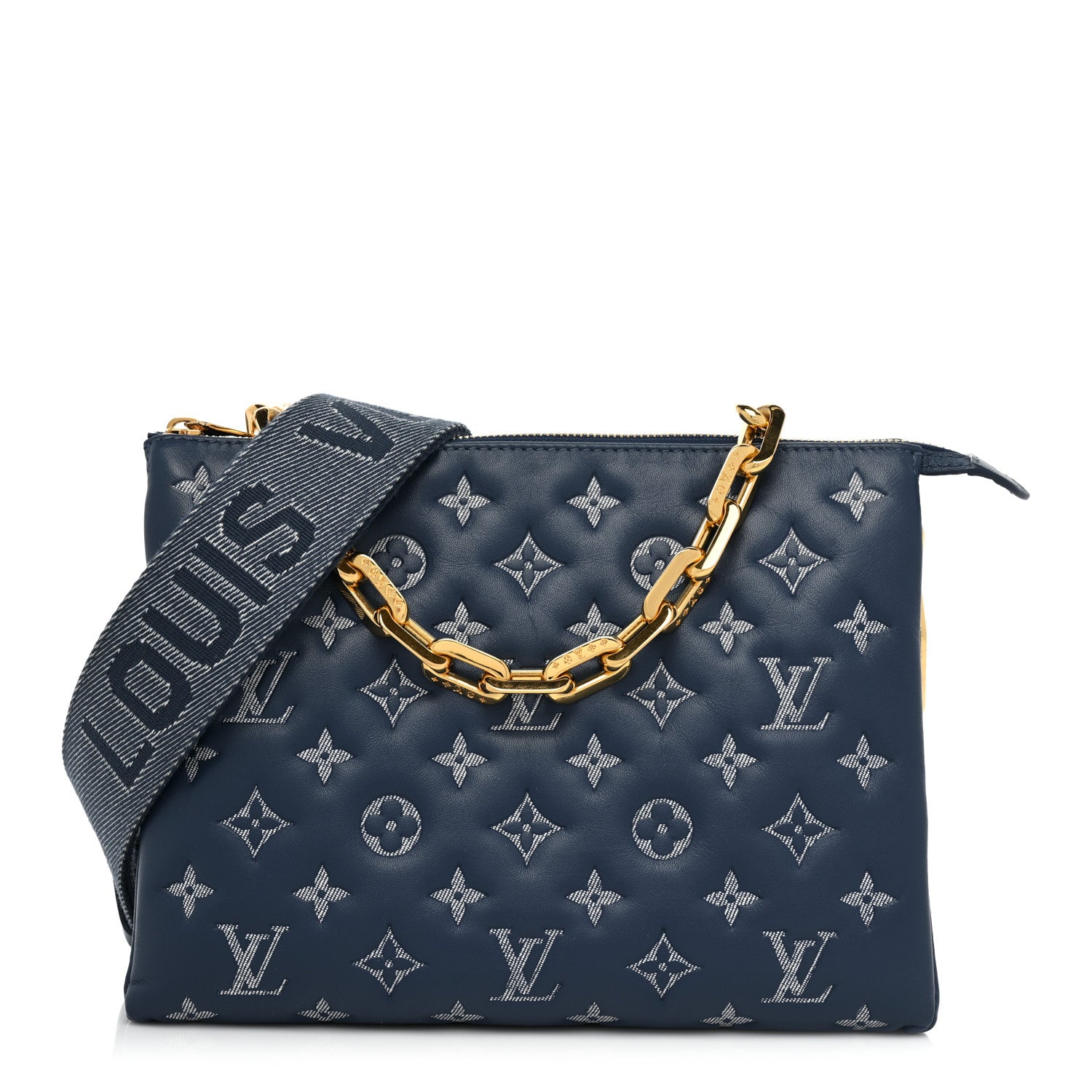 Louis Vuitton Lambskin Embossed Monogram Coussin PM Denim Blue 1190249 ...