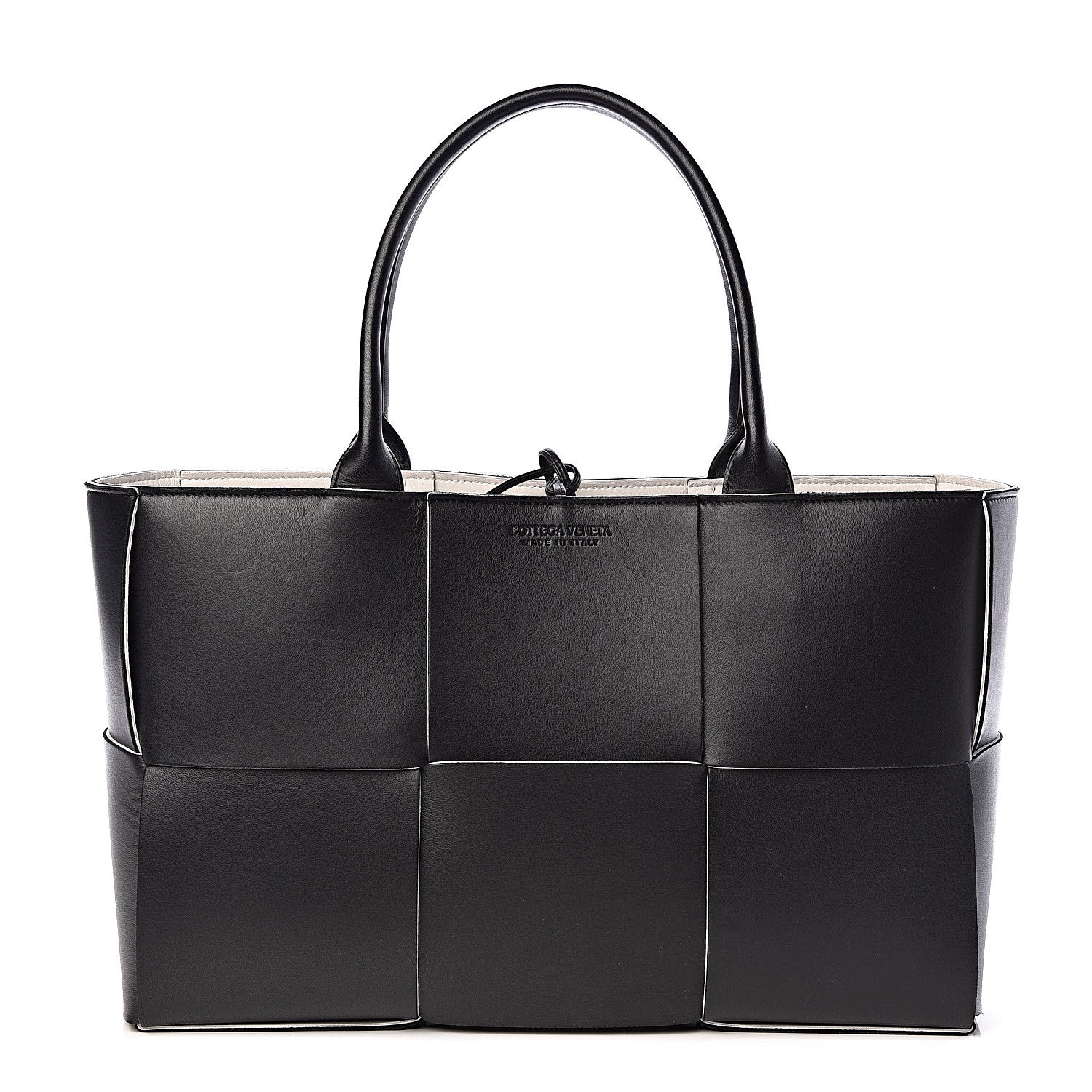 Bottega Veneta Nappa Maxi Intrecciato Medium Arco Tote Black White ...