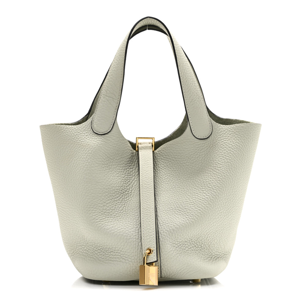 Hermes Taurillon Clemence Picotin Lock 18 PM Gris Neve 1786416 ...