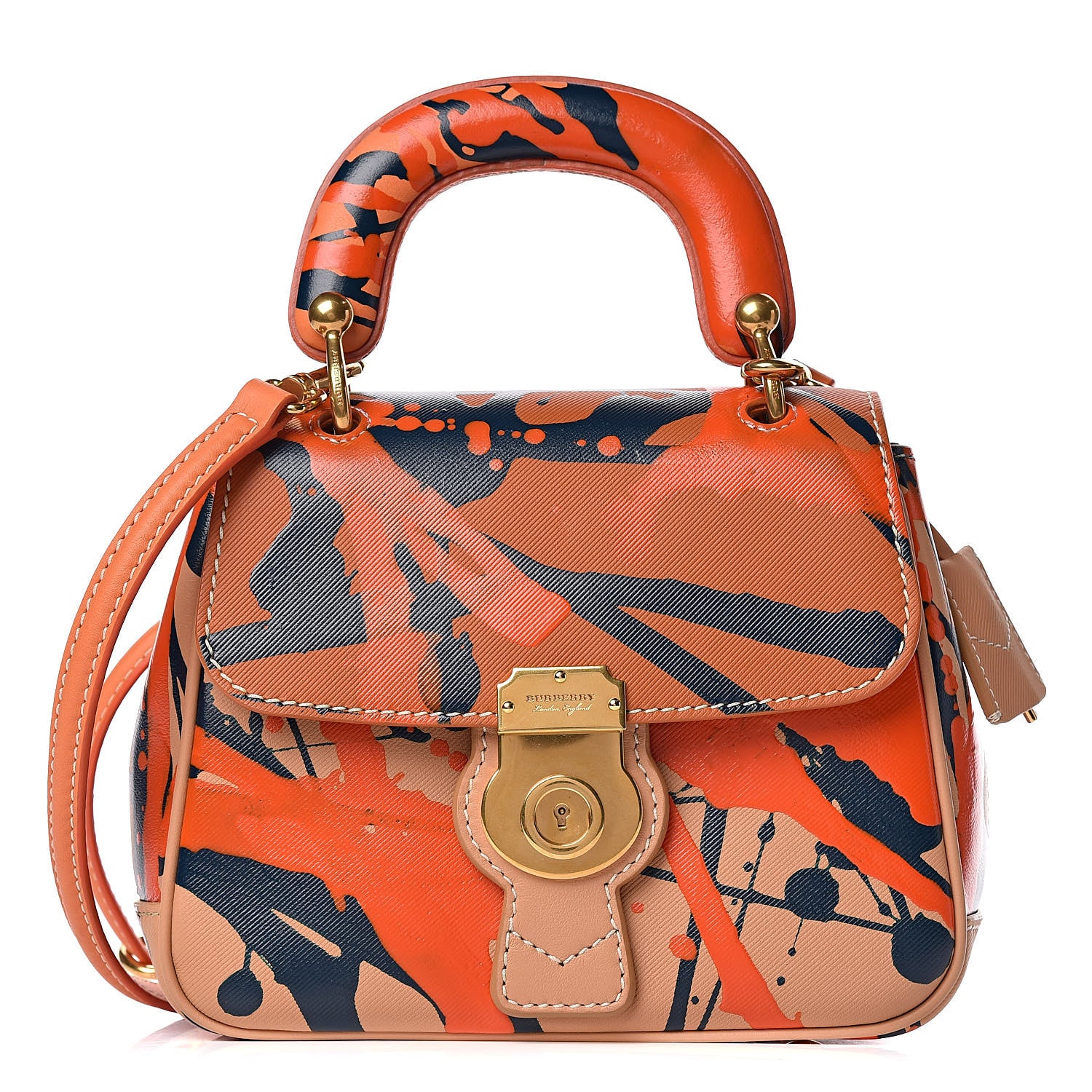 Burberry Trench Calfskin Splash Print Small DK88 Top Handle Bag Pale ...