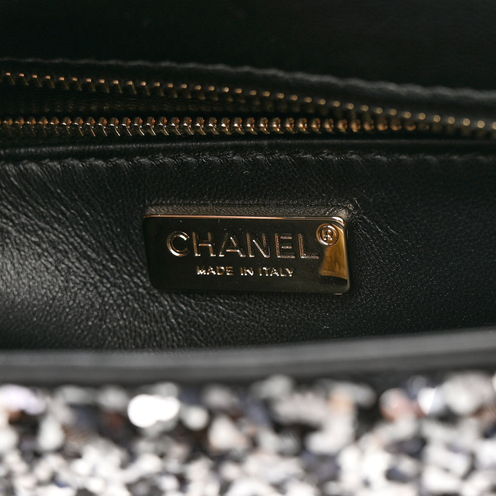 Chanel Sequin Quilted Small Single Flap Black White Grey 1787845 ...