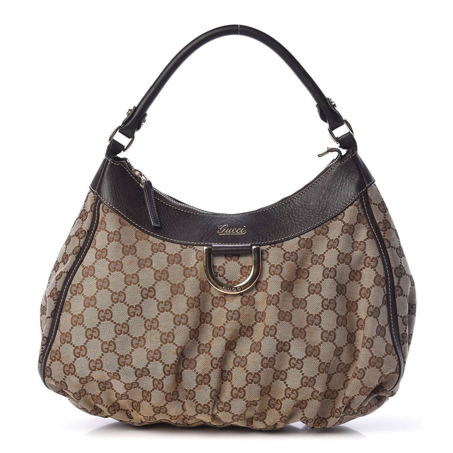 Gucci Monogram Large D Gold Hobo Dark Brown 461282 – FASHIONPHILE