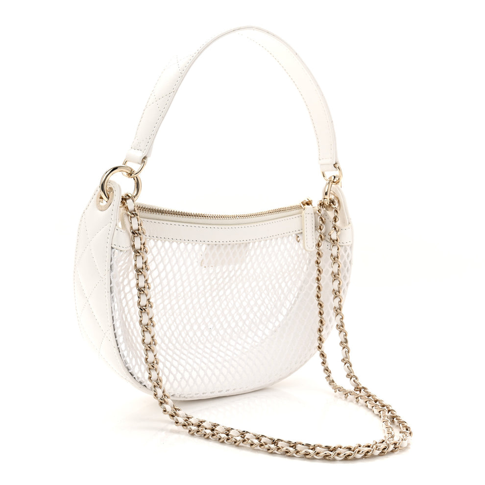 Chanel Mesh Shiny Lambskin Chain Hobo White 1804016 – FASHIONPHILE